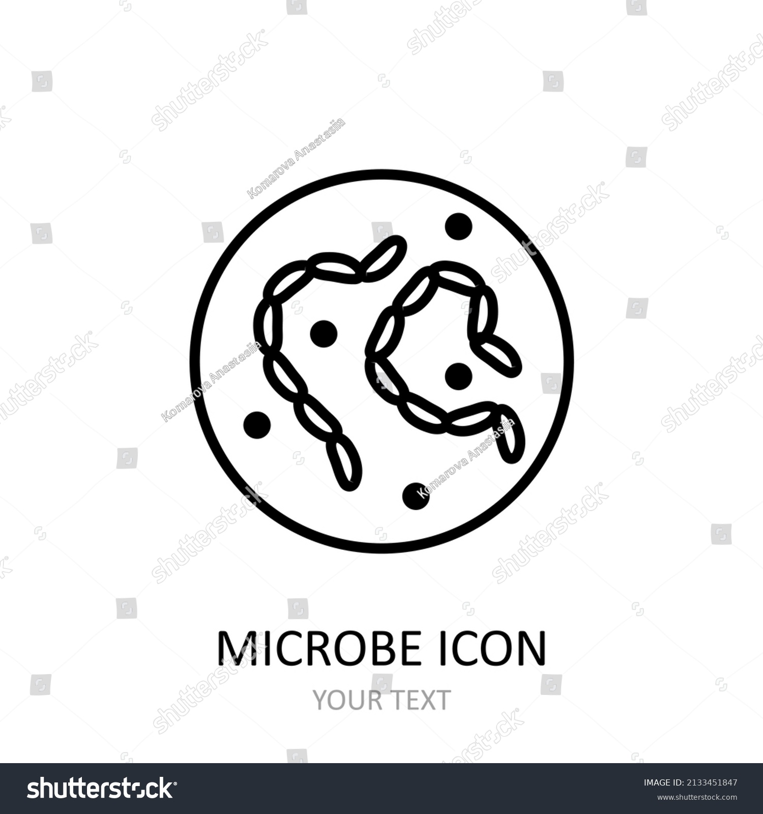 Outline Vector Icon Microbes Under Microscope Stock Vector (Royalty ...