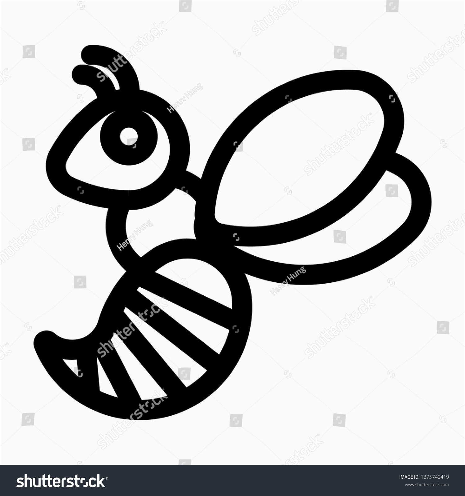 Outline Wasp Vector Icon Stock Vector (Royalty Free) 1375740419 ...