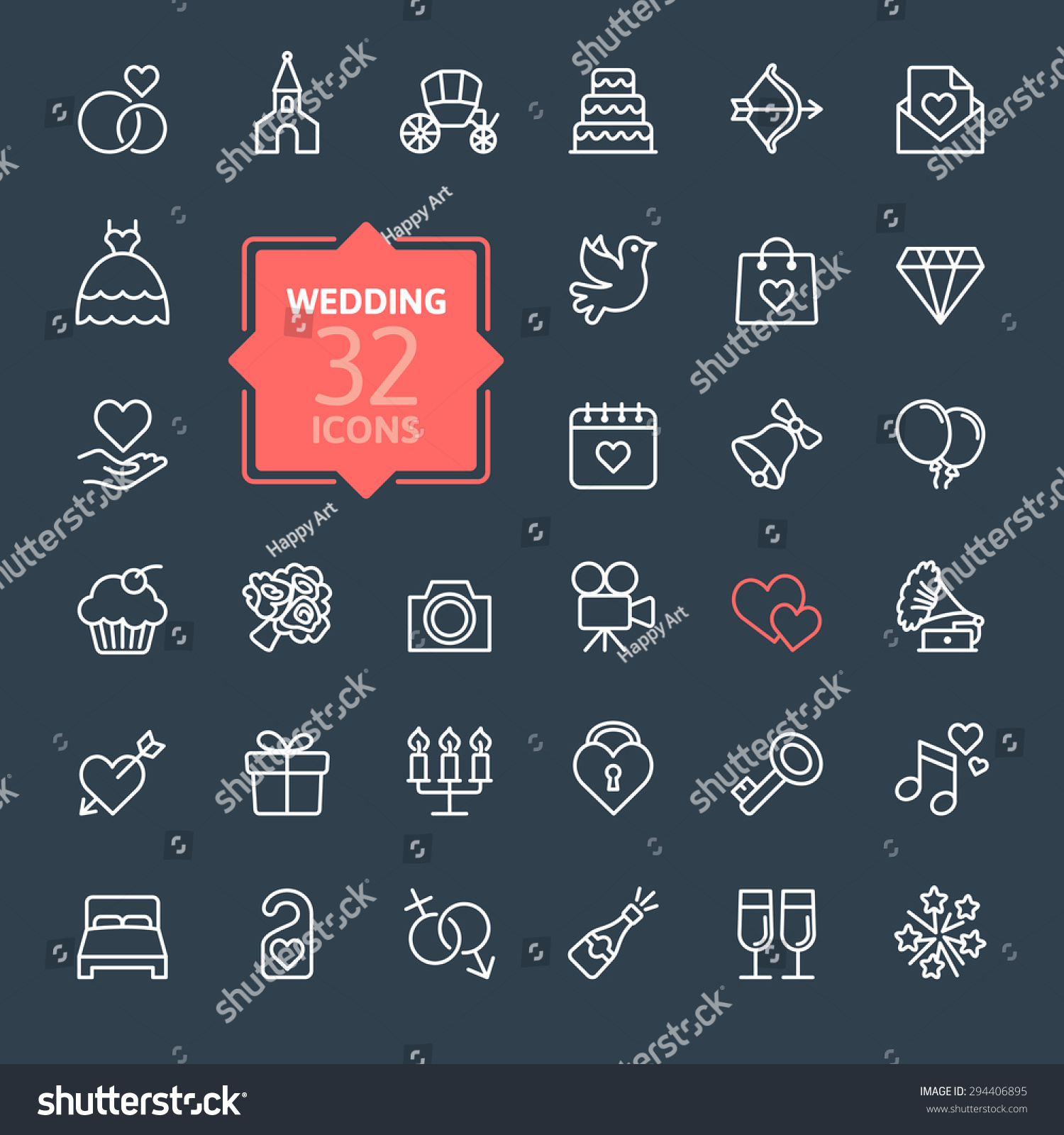 Outline Web Icon Set Wedding Stock Vector (Royalty Free) 294406895