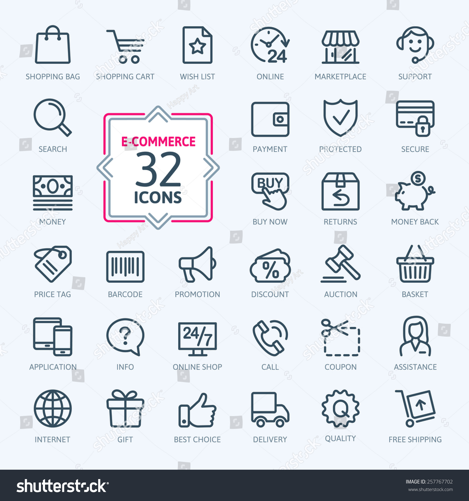 Outline Web Icons Set Ecommerce Stock Vector (Royalty Free) 257767702 ...
