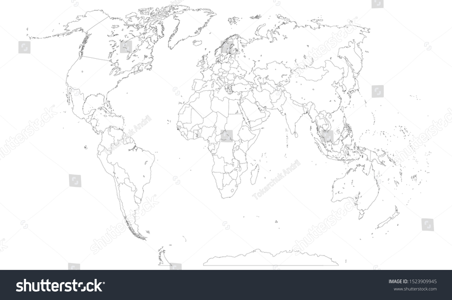 Outline World Map Vector Isolated On Stock Vector (Royalty Free) 1523909945
