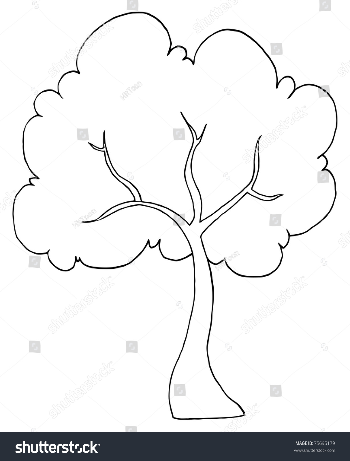 Outlined Cartoon Tree Illustration: เวกเตอร์สต็อก (ปลอดค่าลิขสิทธิ์ ...