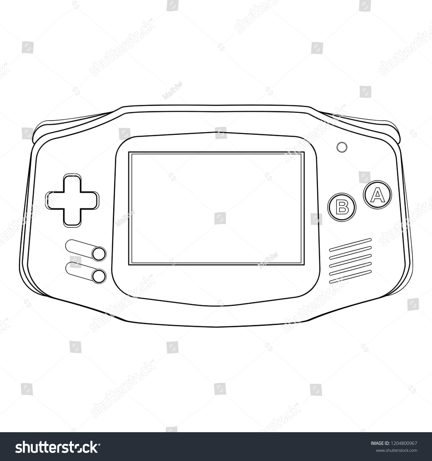 Outlined Gameboy Advance Vector Illustration Stock Vector (Royalty Free ...