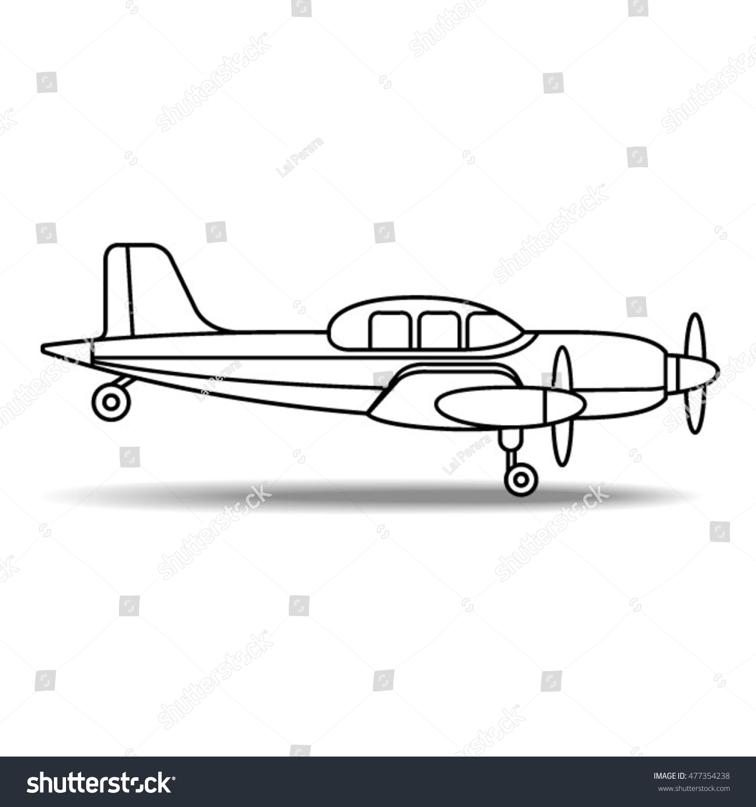 Outlined Propeller Aircraftvector Drawing: เวกเตอร์สต็อก (ปลอดค่า ...