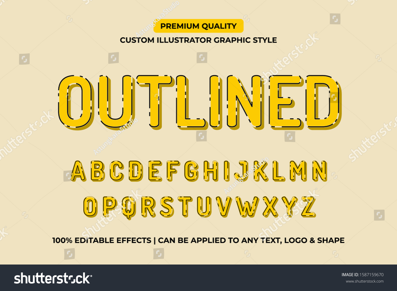 Outlined Retro Text Effect Editable Vector Stock Vector (Royalty Free ...