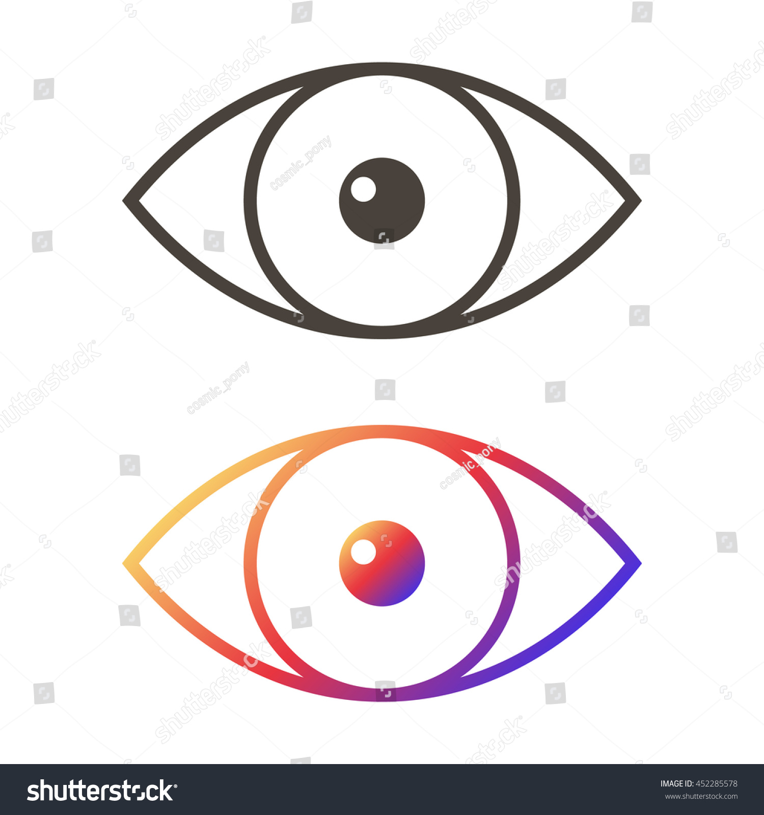 Outlined Vector Eyes Set Isolated On Stock Vector (Royalty Free) 452285578