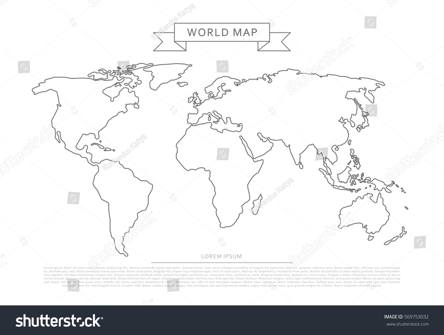 Outlines World Map Isolated On White Stock Vector (Royalty Free ...