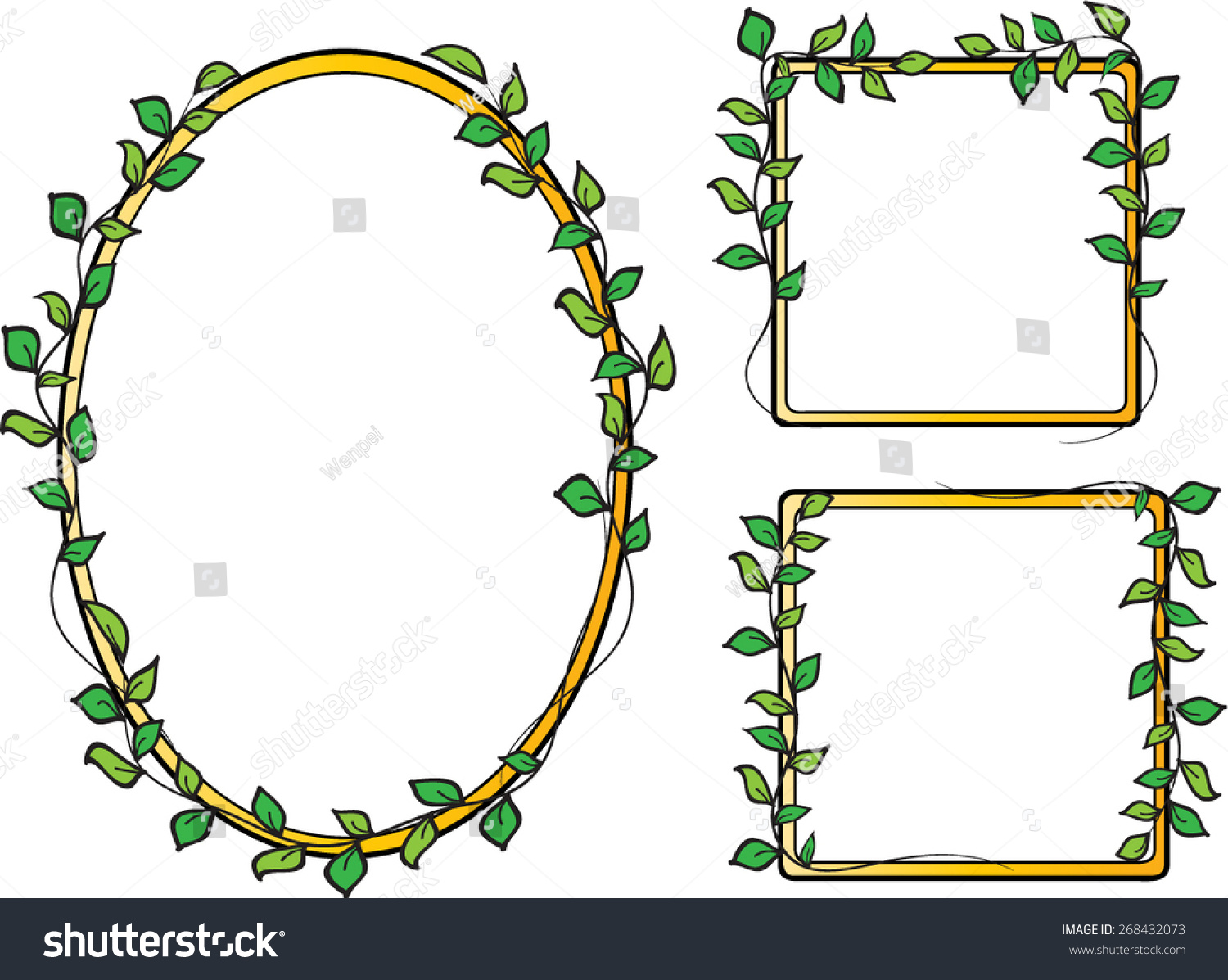 Oval Square Border Leaf Stock Vector (Royalty Free) 268432073