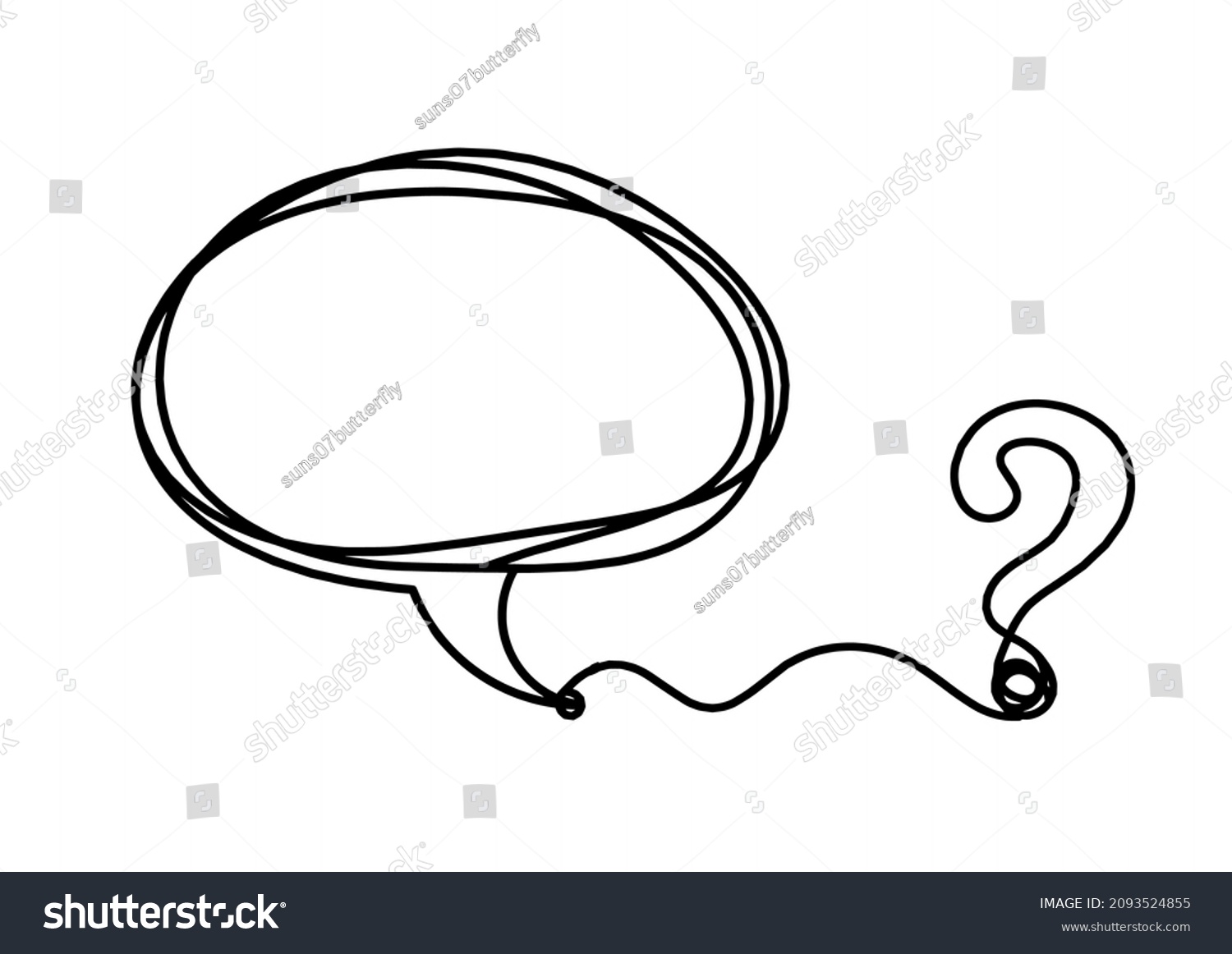 Oval Comment Question Mark Line Drawing Stock Vector (Royalty Free ...