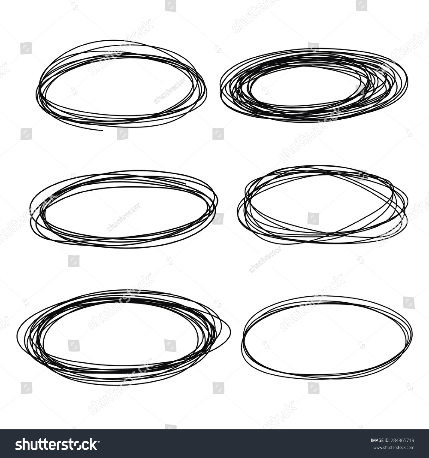 Oval Hand Drawn Set Vector Stock Vector (Royalty Free) 284865719 ...