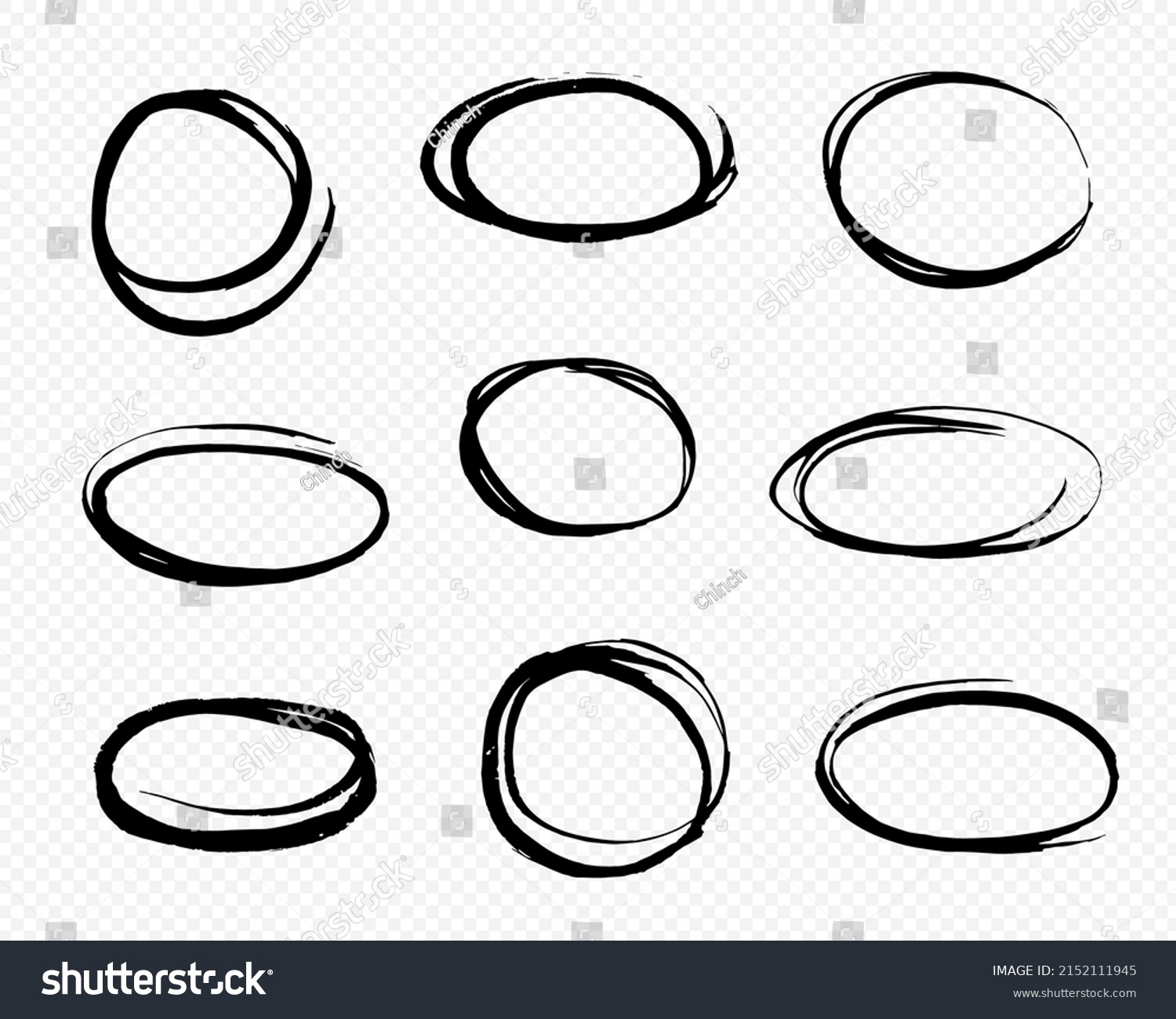 Oval Round Hand Drawn Vector Frames Stock Vector (Royalty Free ...