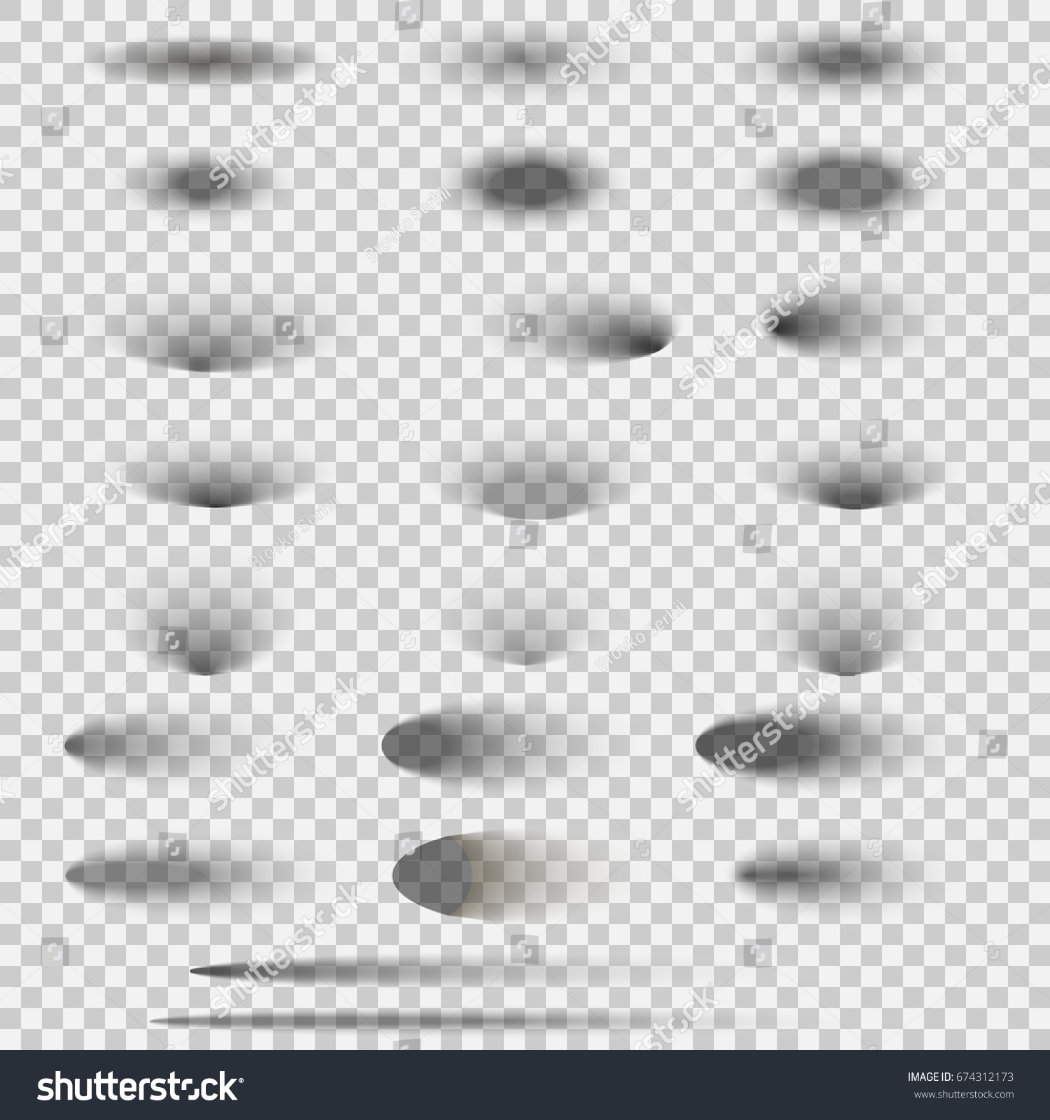 Oval Shadow Set Isolated On Transparent Stock Vector (Royalty Free ...