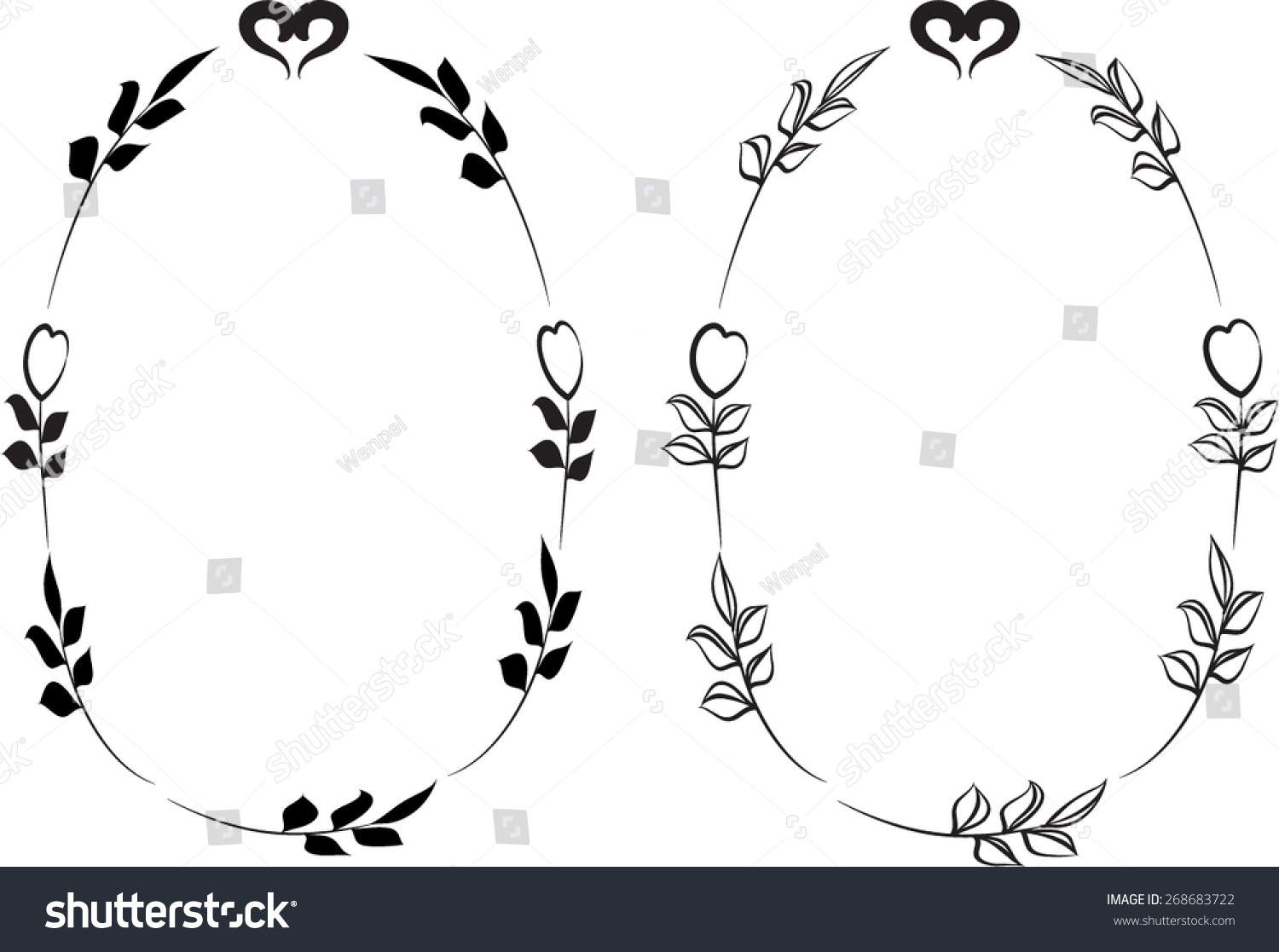 Oval Shape Border Flowers Stock Vector 268683722 - Shutterstock