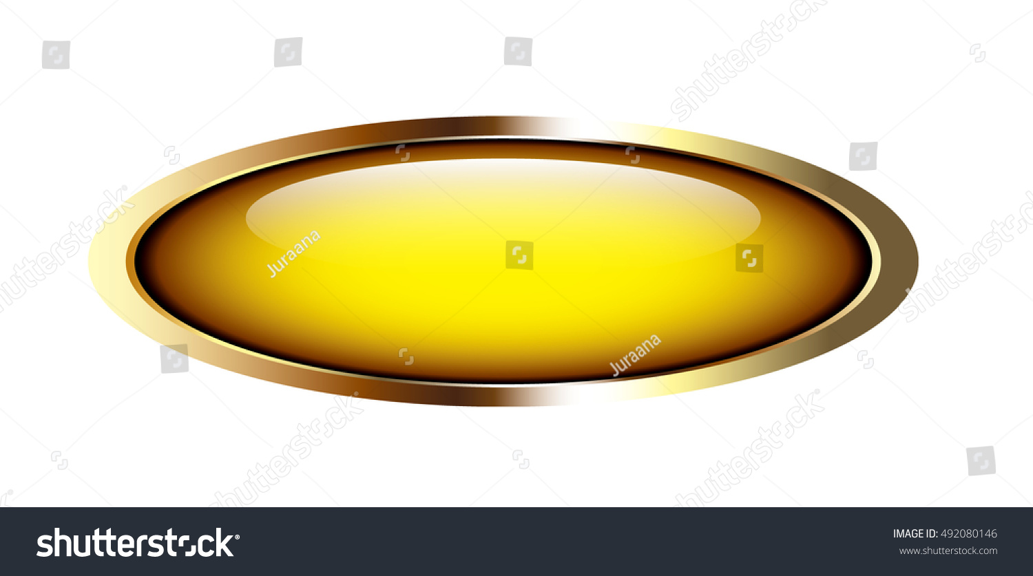 Oval Yellow Gold Button Vector Stock Vector (Royalty Free) 492080146