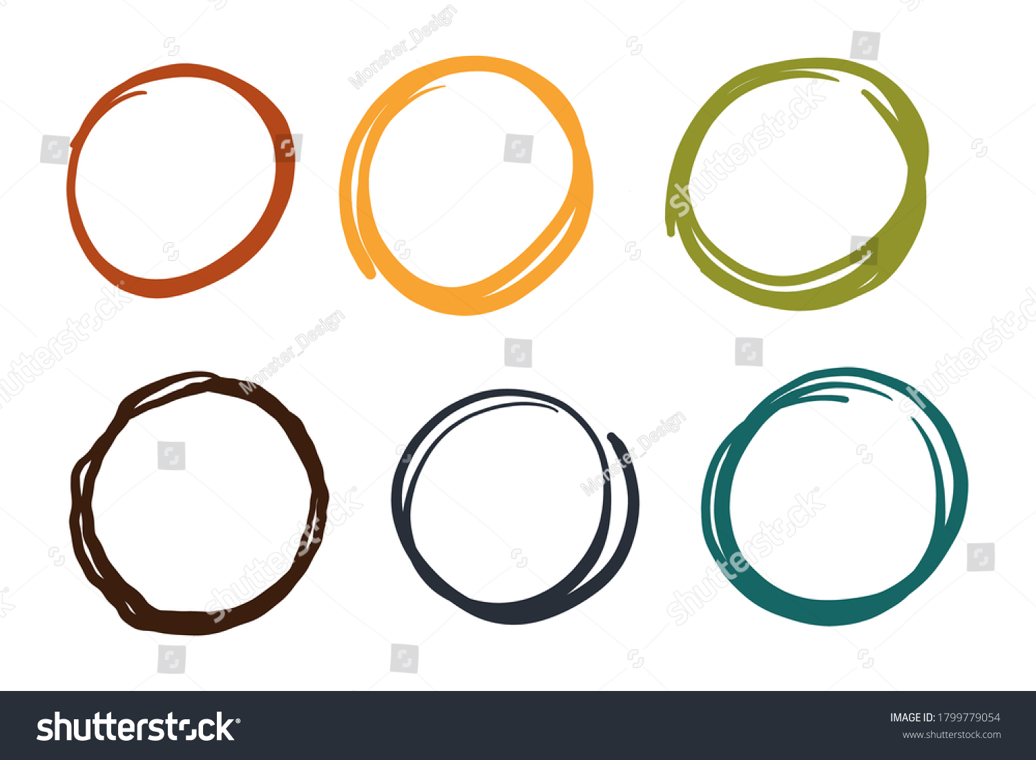 Ovals Set Hand Drawn Vector Illustration Stock Vector (Royalty Free ...