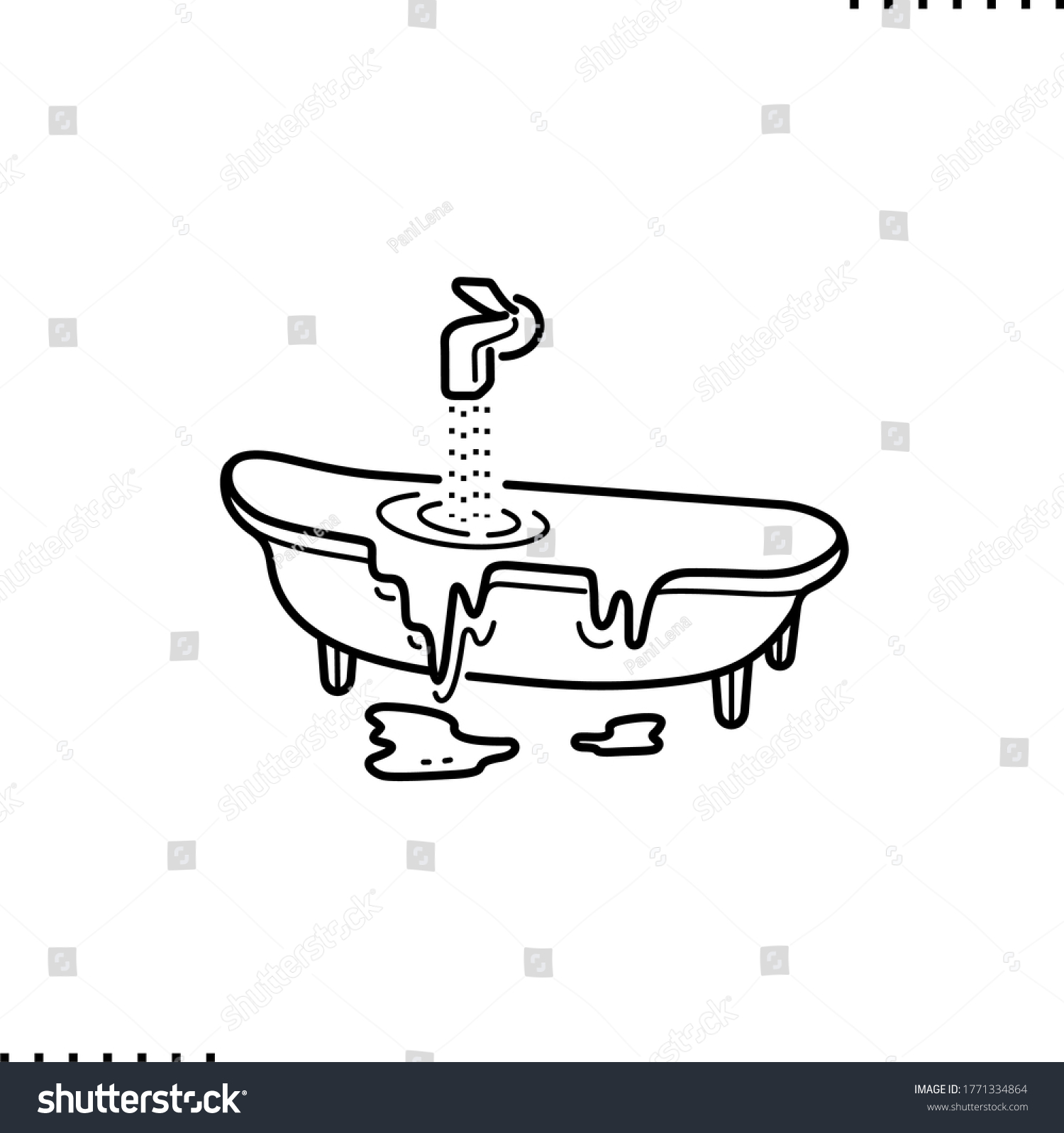 Overfill Bath Vector Icon Outline Stock Vector (Royalty Free ...