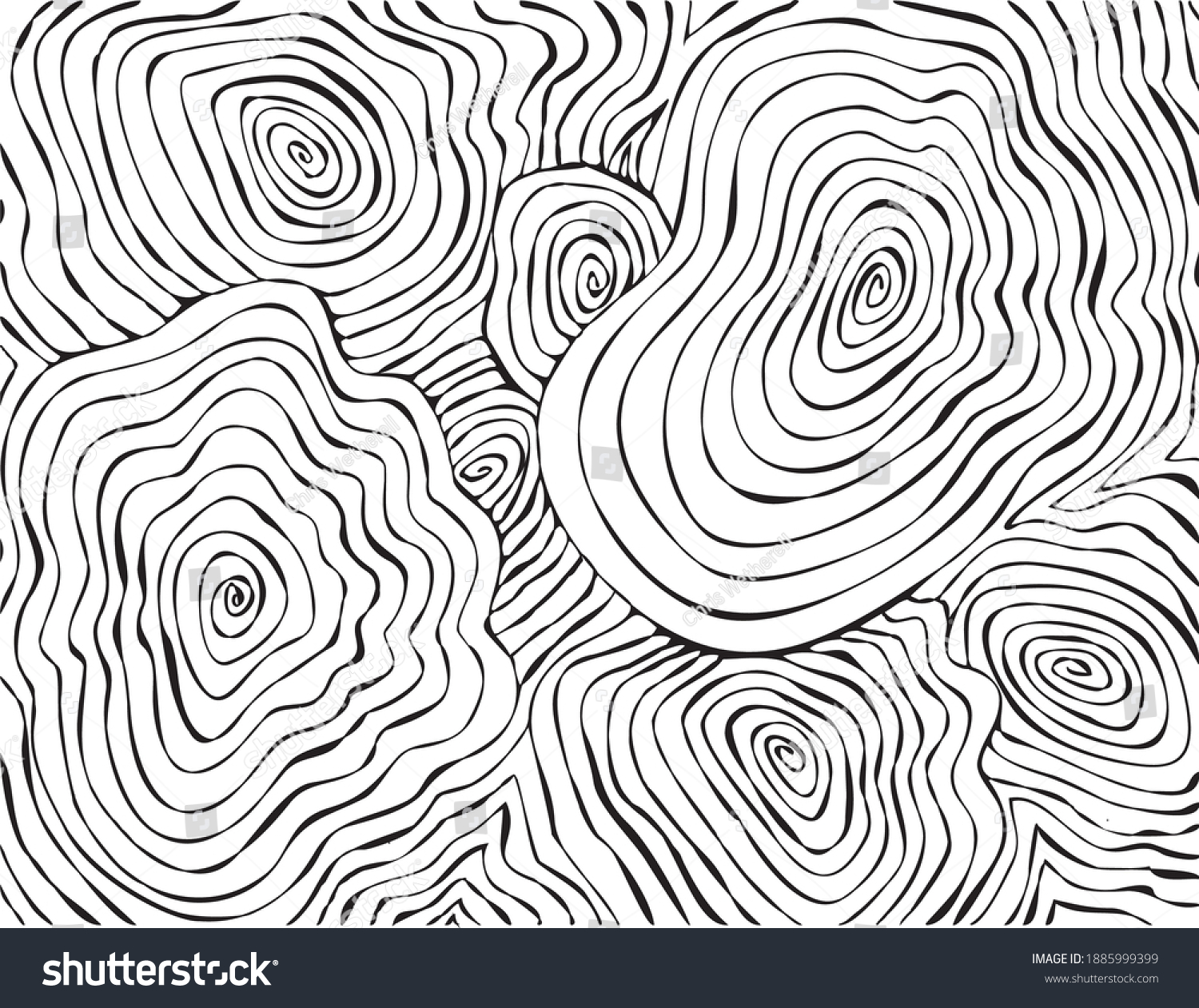 Overlapping Abstract Spirals Vector Drawn Amoeba Stock Vector (Royalty ...