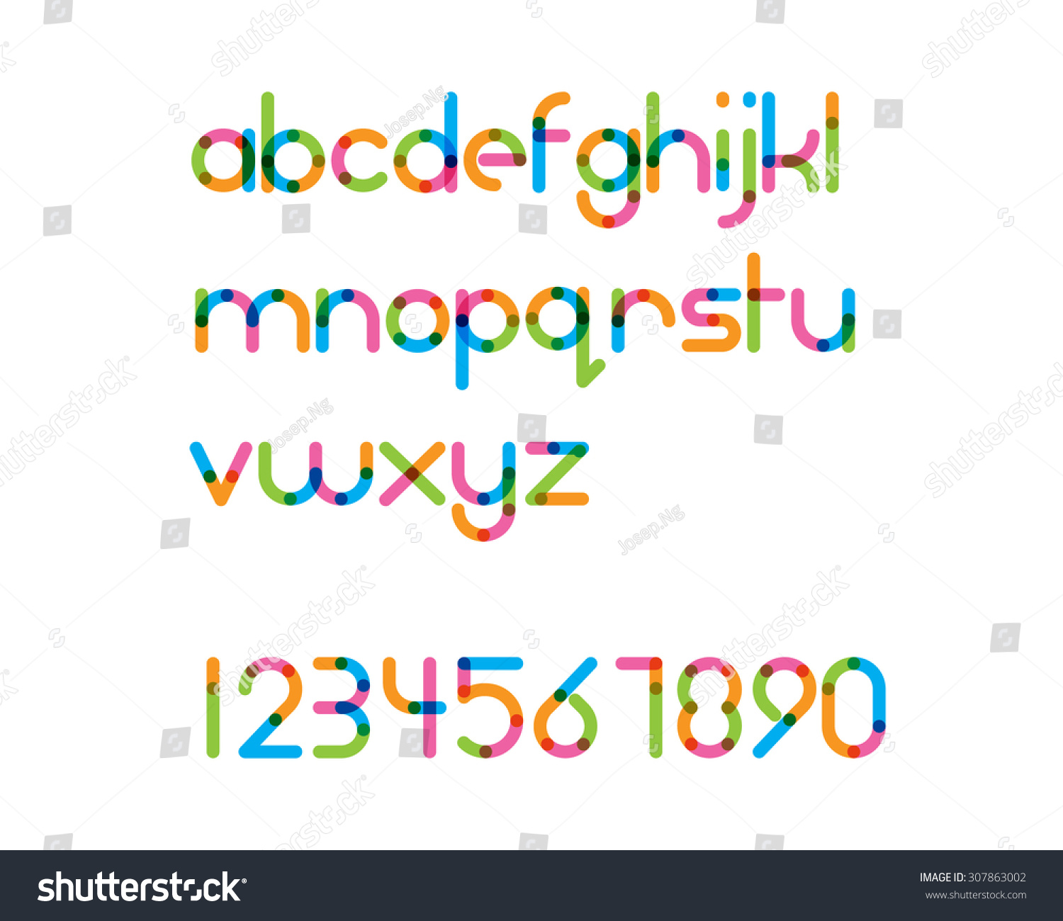 Overlapping Colorful Rounded Line Font Regular Stock Vector 307863002 ...