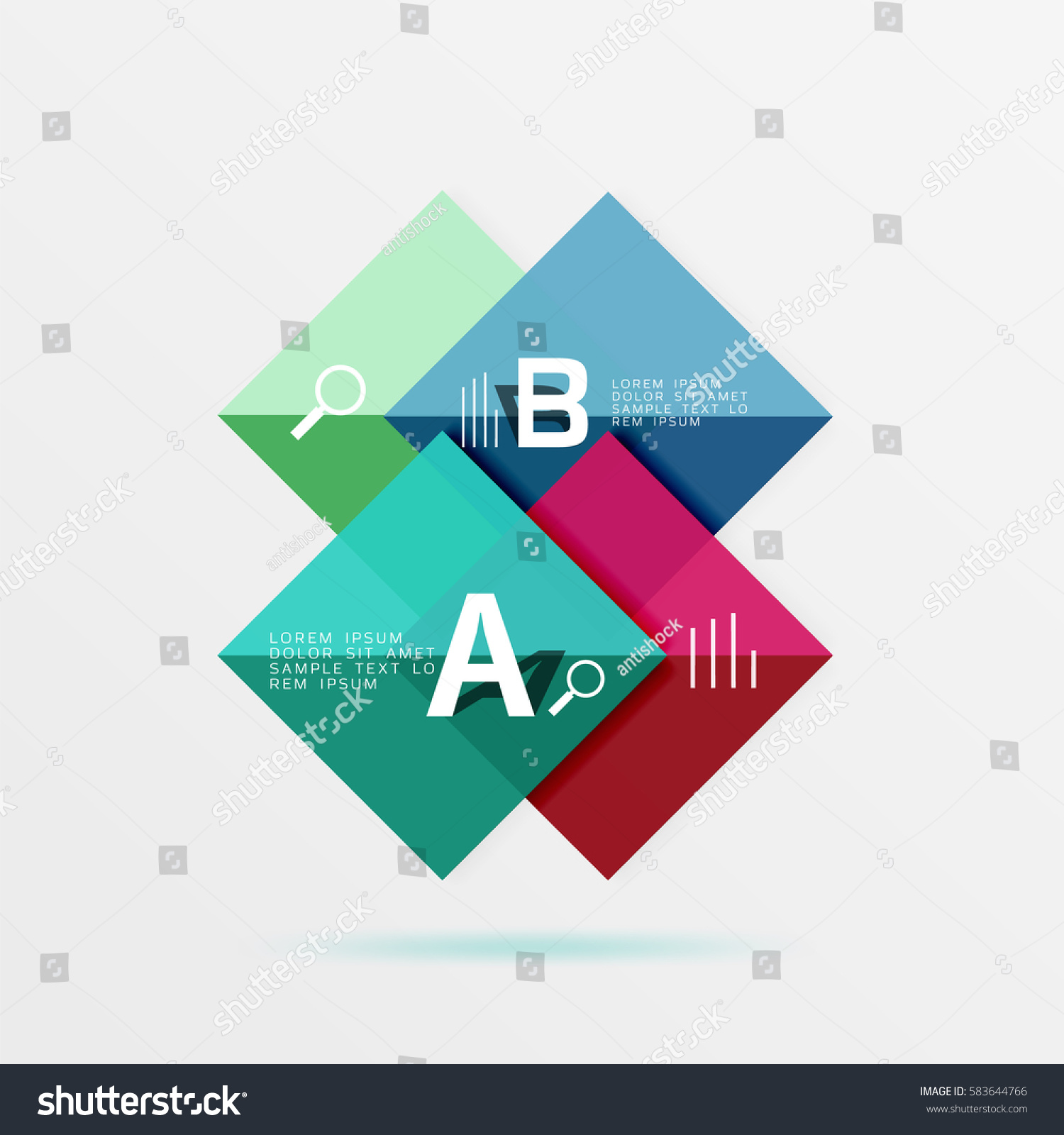 Overlapping Square Infographics Vector Template Background Stock Vector ...