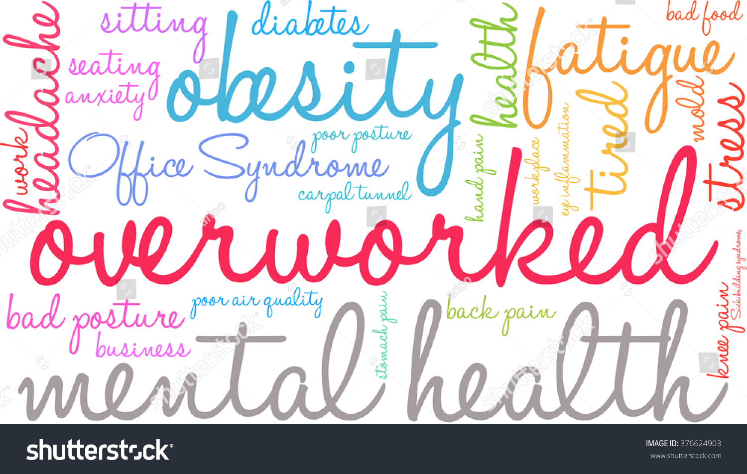 Overworked Word Cloud On White Background Stock Vector (Royalty Free ...