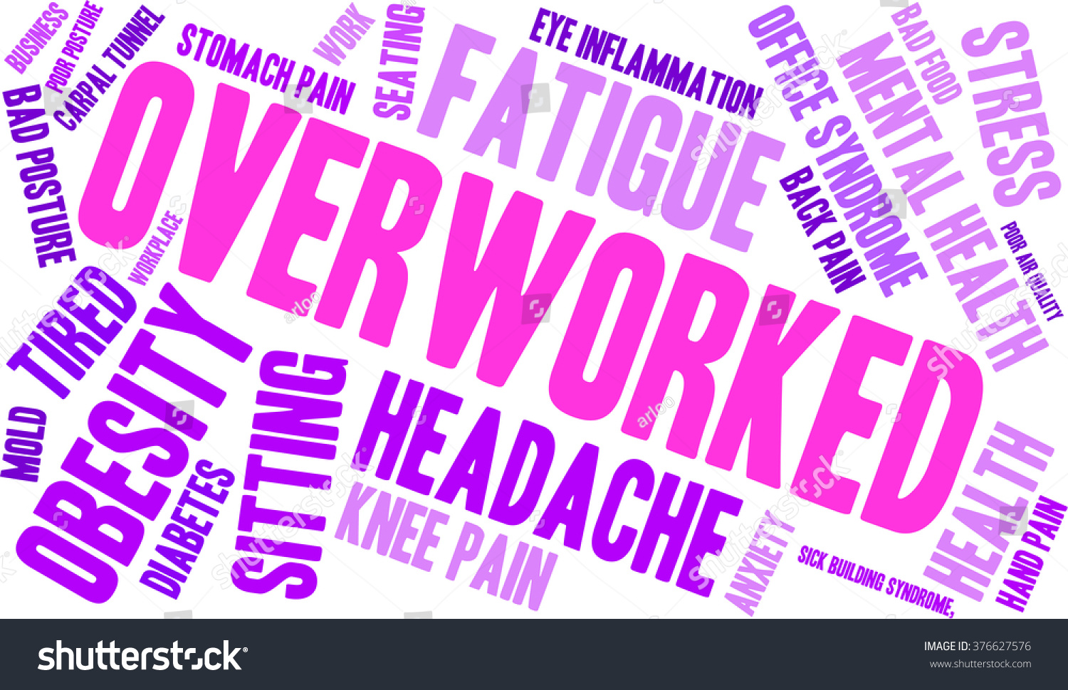 Overworked Word Cloud On White Background Stock Vector (Royalty Free ...