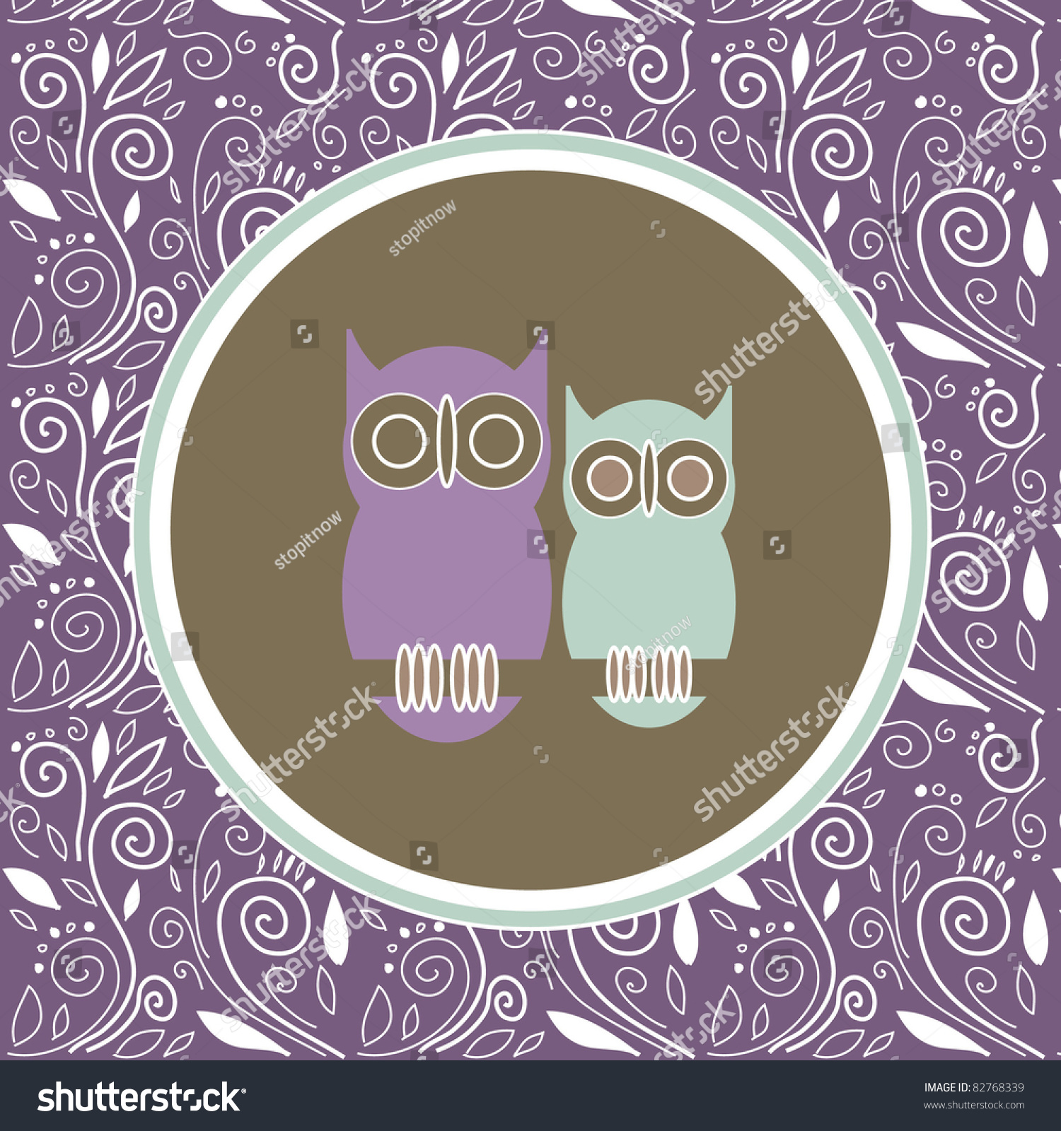 Owl Couple: vector de stock (libre de regalías) 82768339