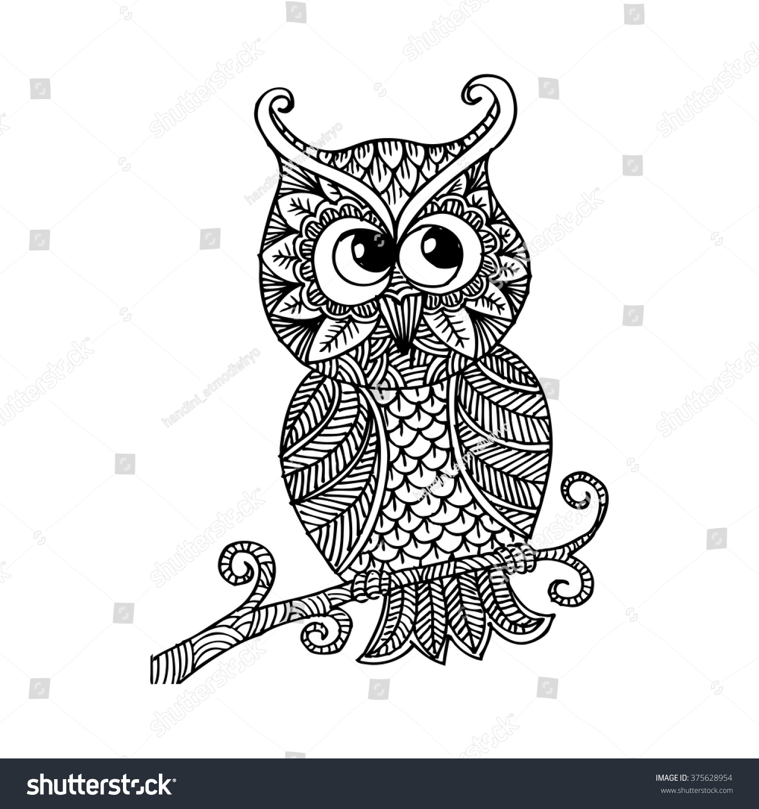 Owl Doodle Style Stock Vector 375628954 - Shutterstock