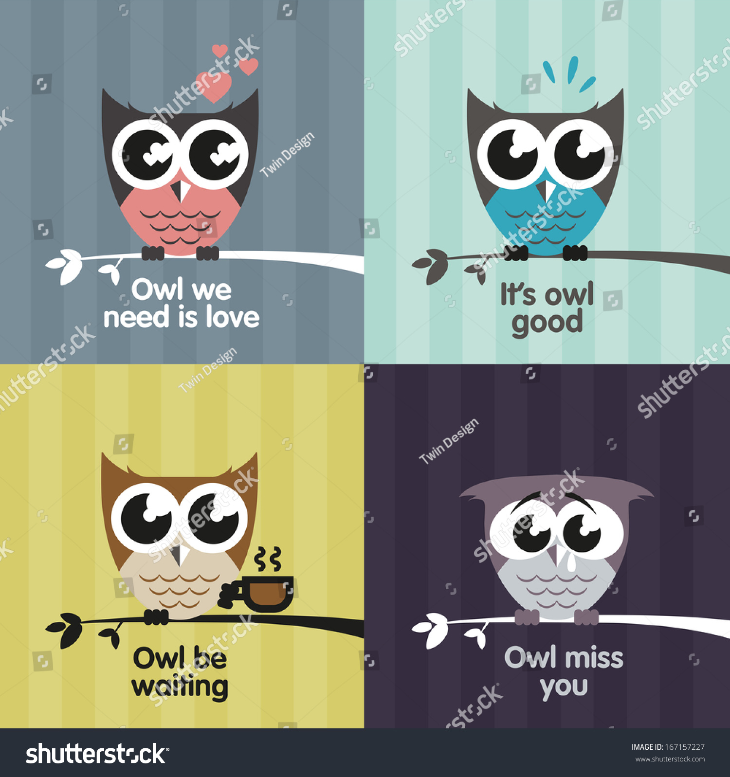 Owl Emotions Vector Illustration Stock Vector (Royalty Free) 167157227 ...