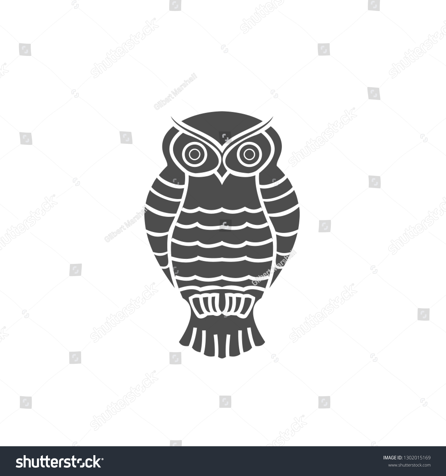 Owl Facing Forward Vector Logo Stock Vector (Royalty Free) 1302015169 ...