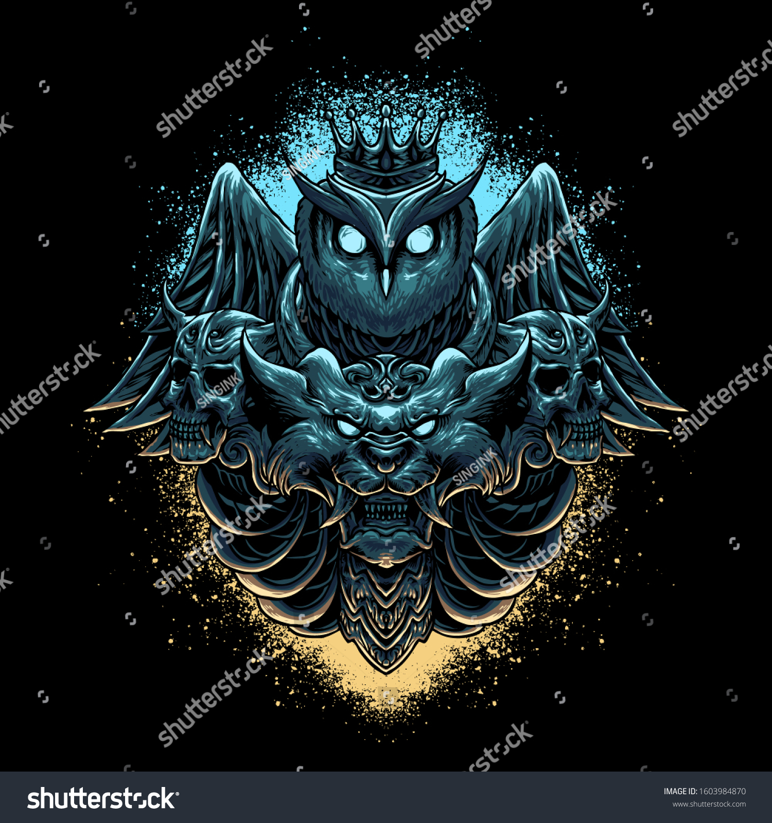 Owl Lion Head Vector Illustration: เวกเตอร์สต็อก (ปลอดค่าลิขสิทธิ์ ...