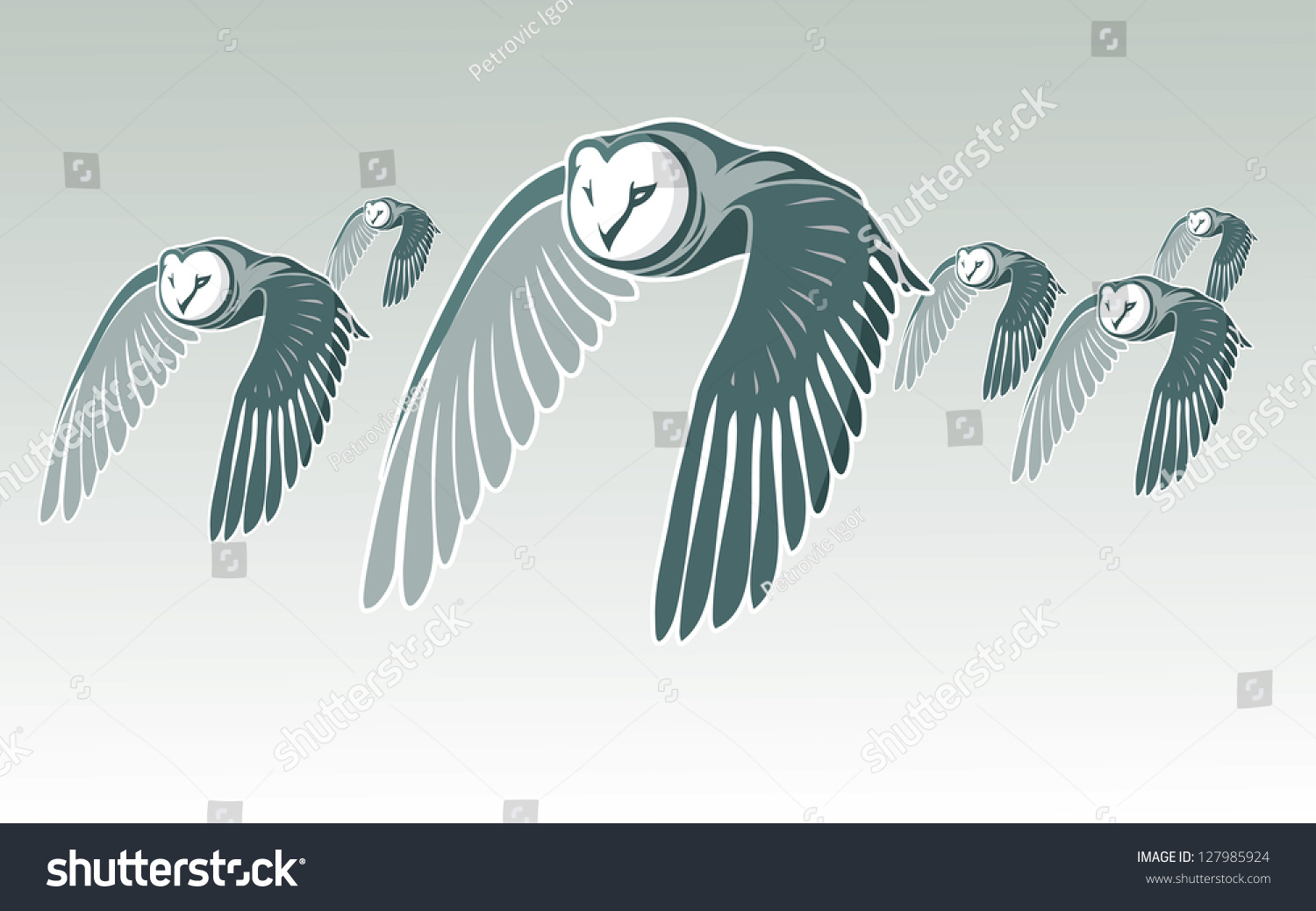 Owls Flight Vector Illustration Stock Vector (Royalty Free) 127985924