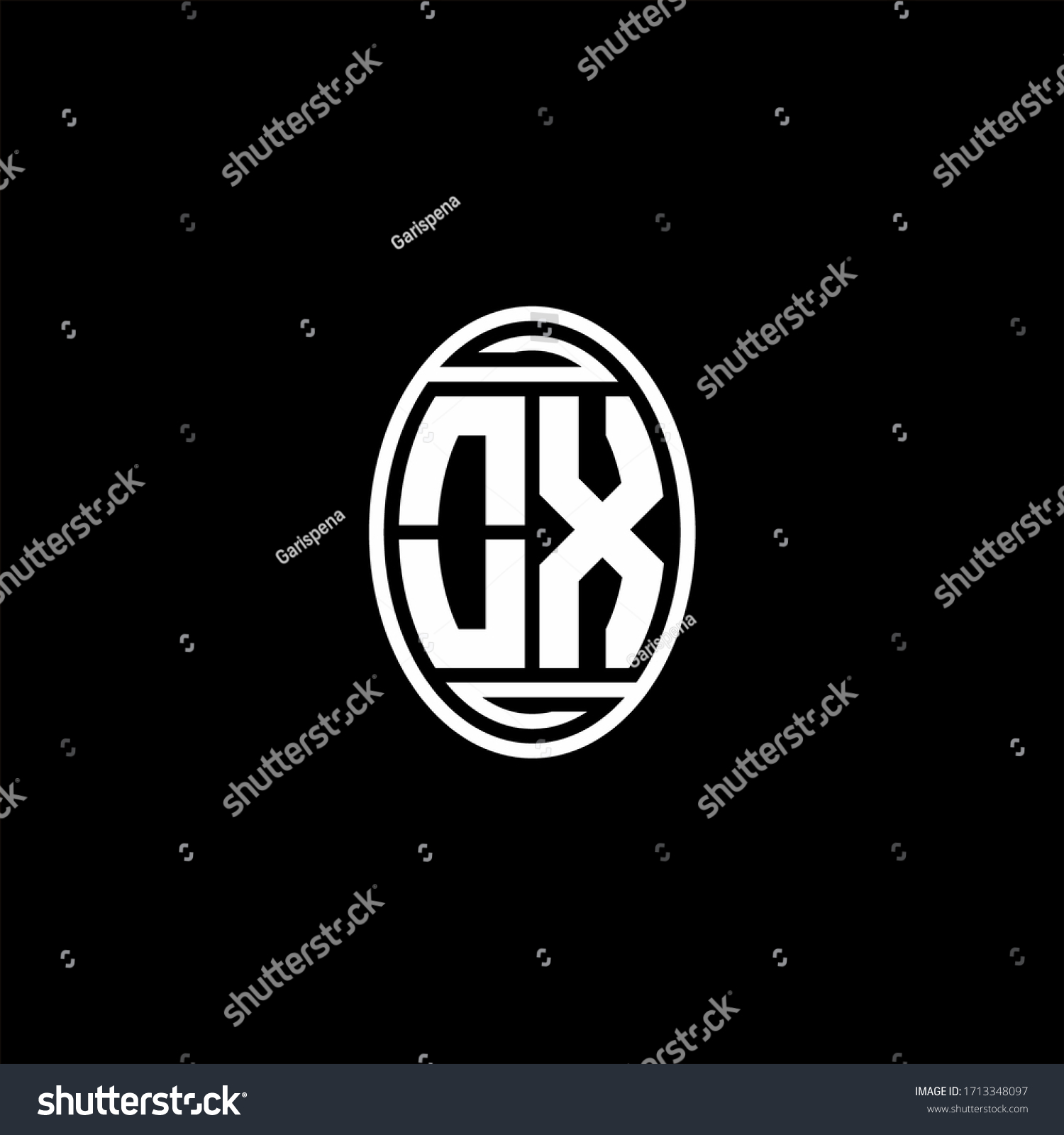 Ox Monogram Logo Isolated On Oval Stock Vector (Royalty Free ...