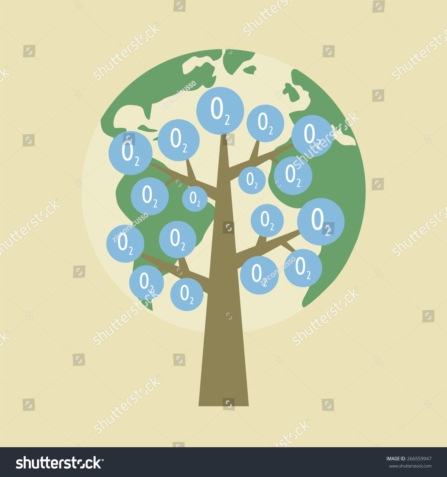 Oxygen Tree Environmental Concept Flat Style Stock Vector (Royalty Free ...