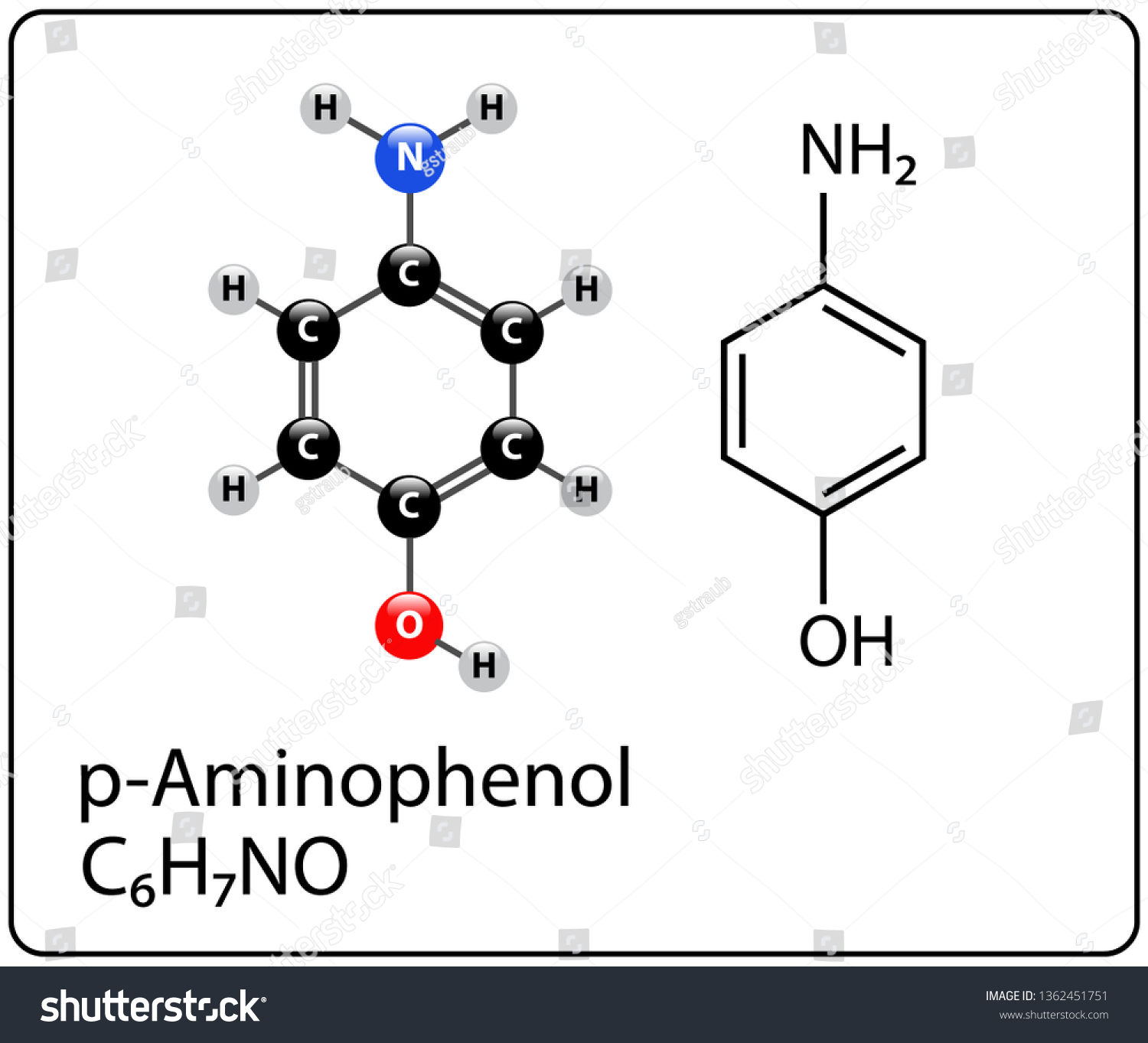 Paminophenol Molecule Structure Stock Vector (Royalty Free) 1362451751 ...