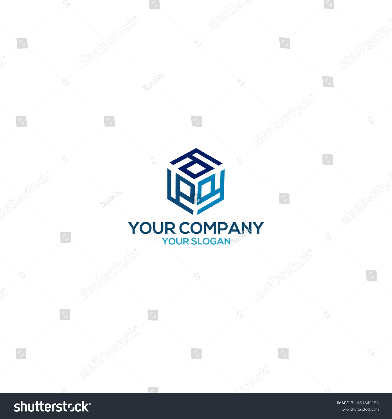 P Blue Cube Logo Design Vector Stock Vector (Royalty Free) 1651549153
