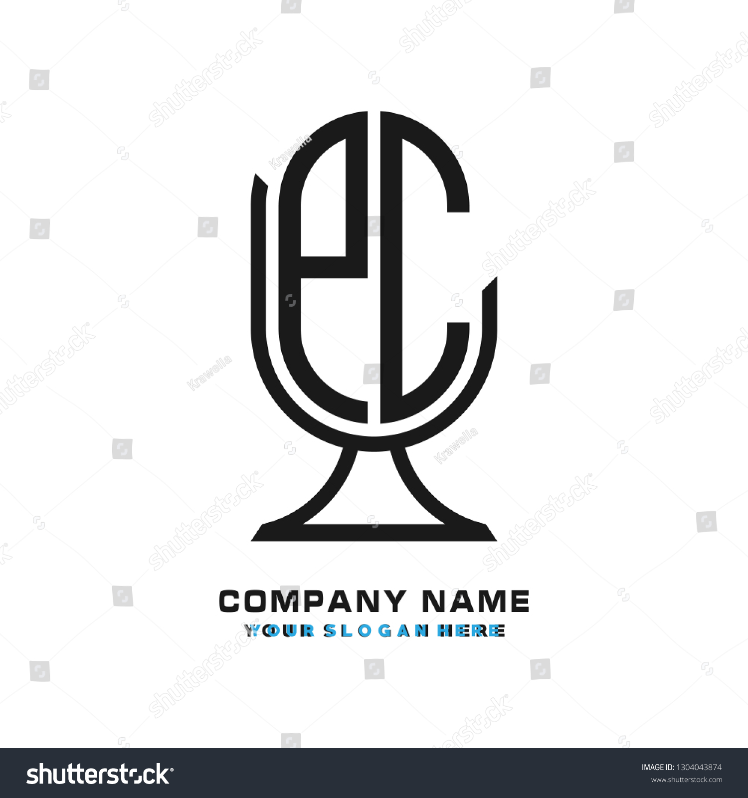 P C Initial Letter Modern Logo Stock Vector (Royalty Free) 1304043874