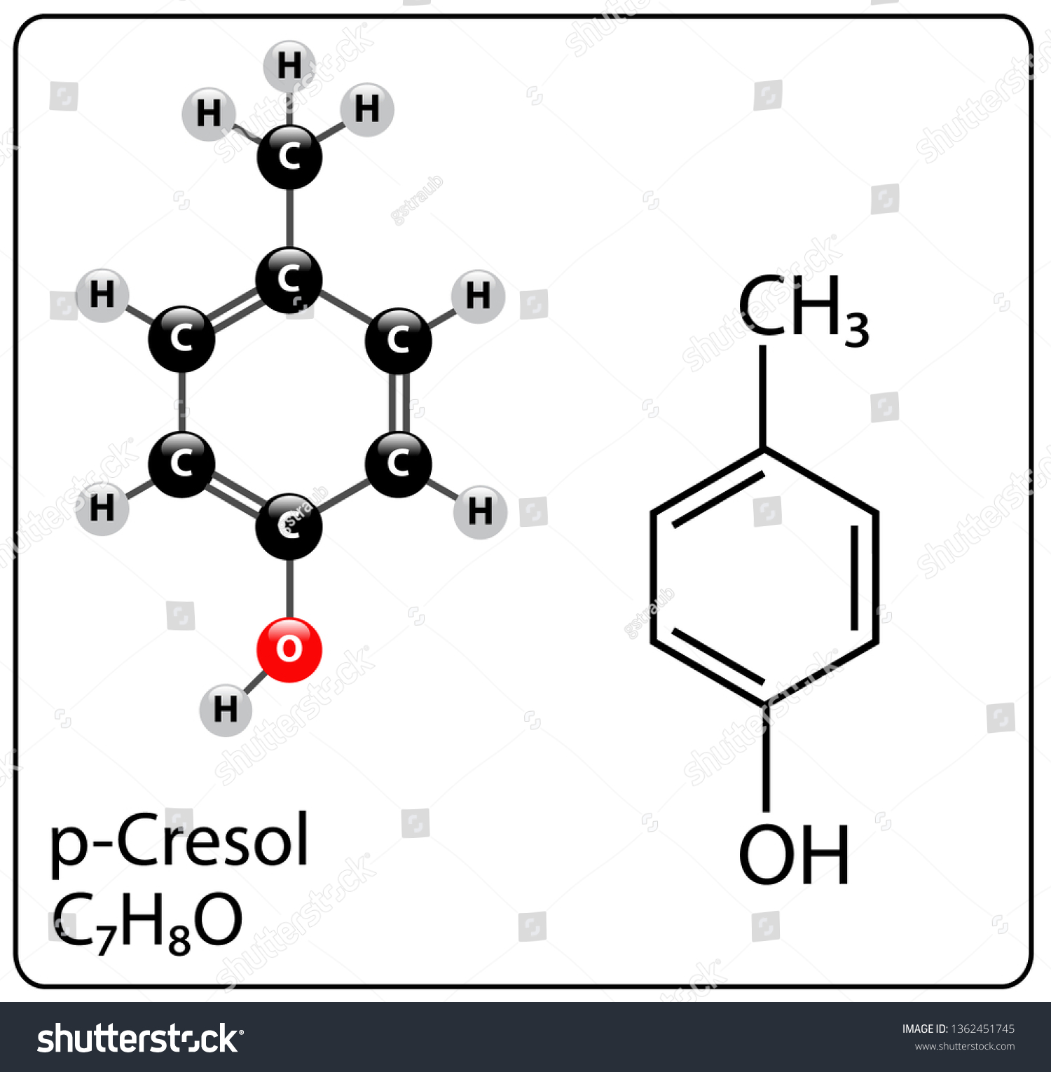 Pcresol Molecule Structure Stock Vector (Royalty Free) 1362451745