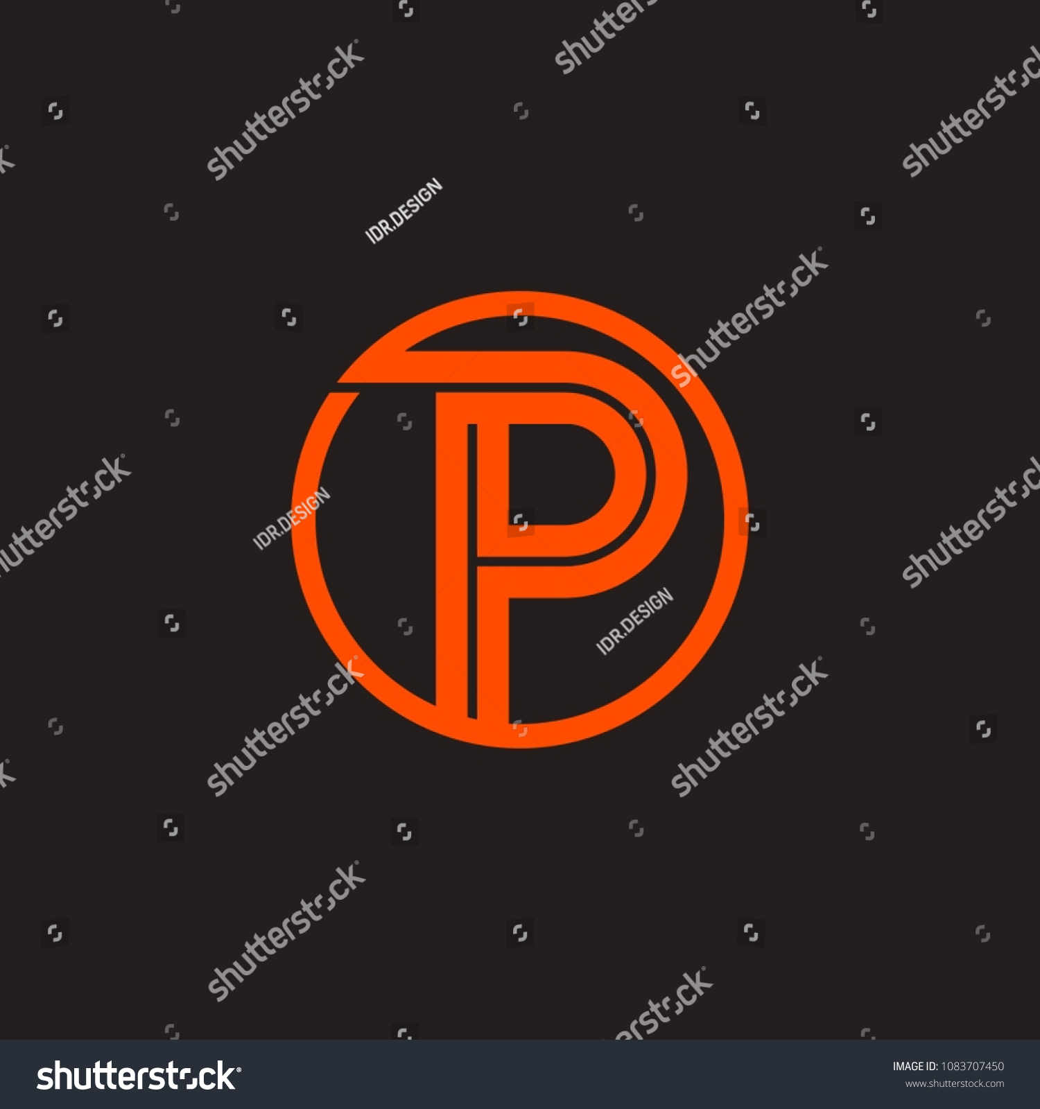 P Inside Circle Vector Logo: vector de stock (libre de regalías ...