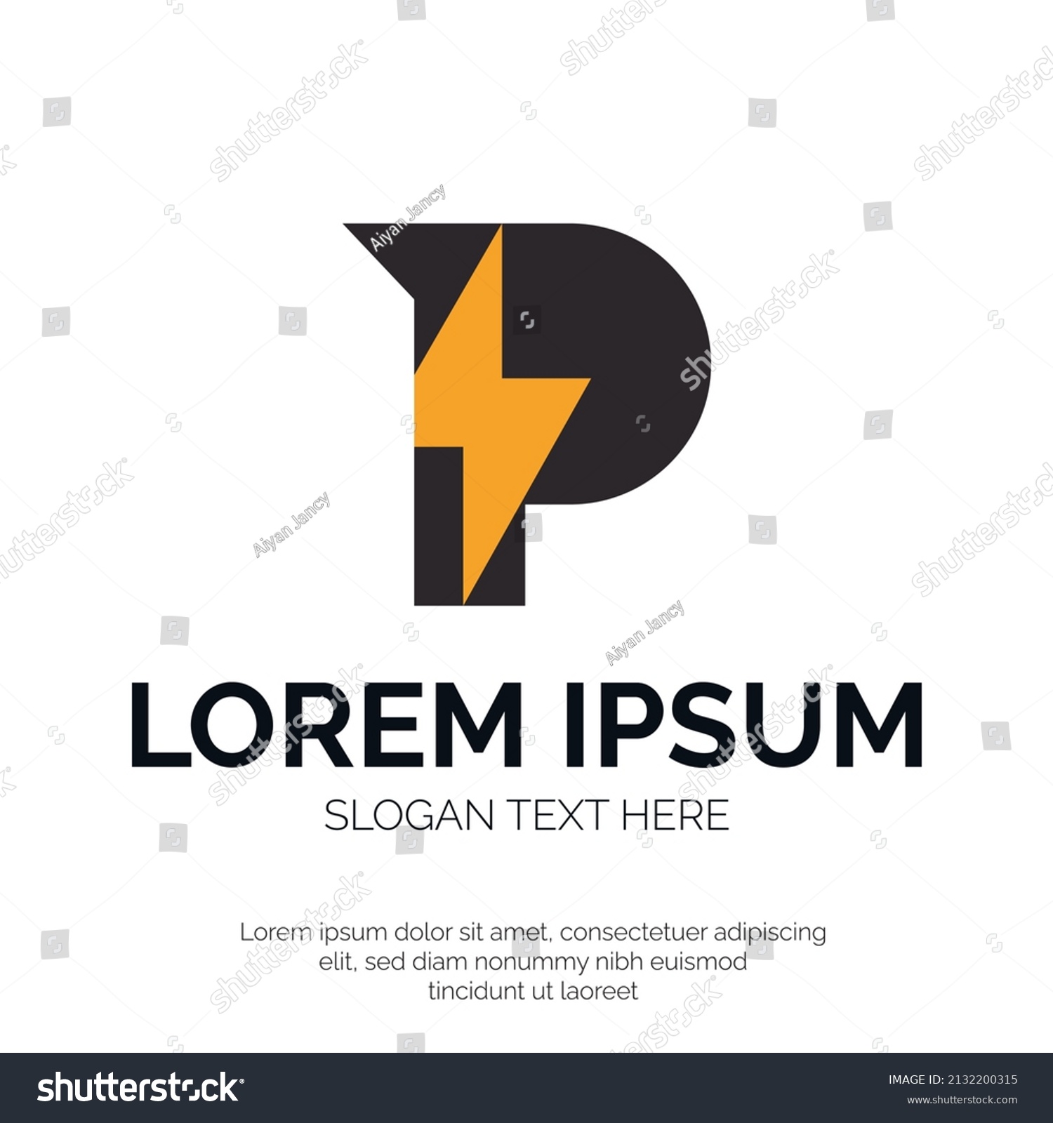 P Letter Lightning Bolt Logo Vector Stock Vector (Royalty Free) 2132200315