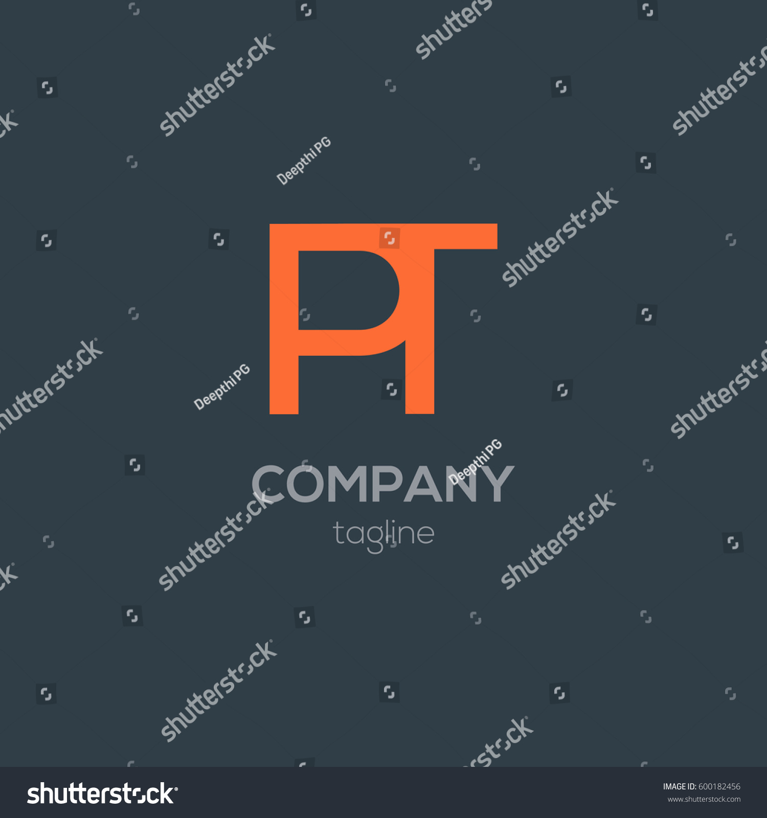 P T Letter Logo Design Vector Stock Vector (Royalty Free) 600182456