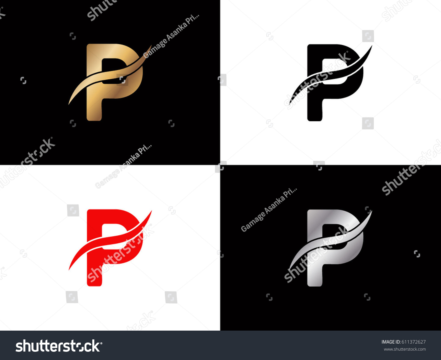 P Text Logo Stock Vector (Royalty Free) 611372627 | Shutterstock