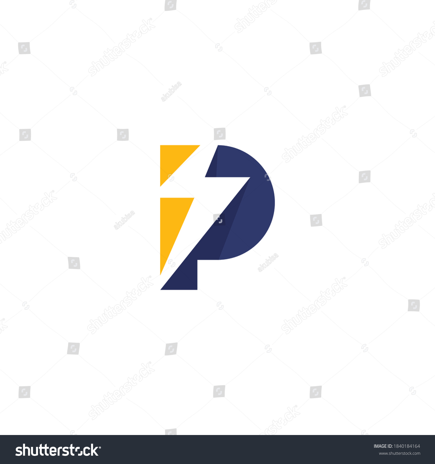 P Thunder Logo Simple Design Stock Vector (Royalty Free) 1840184164 ...