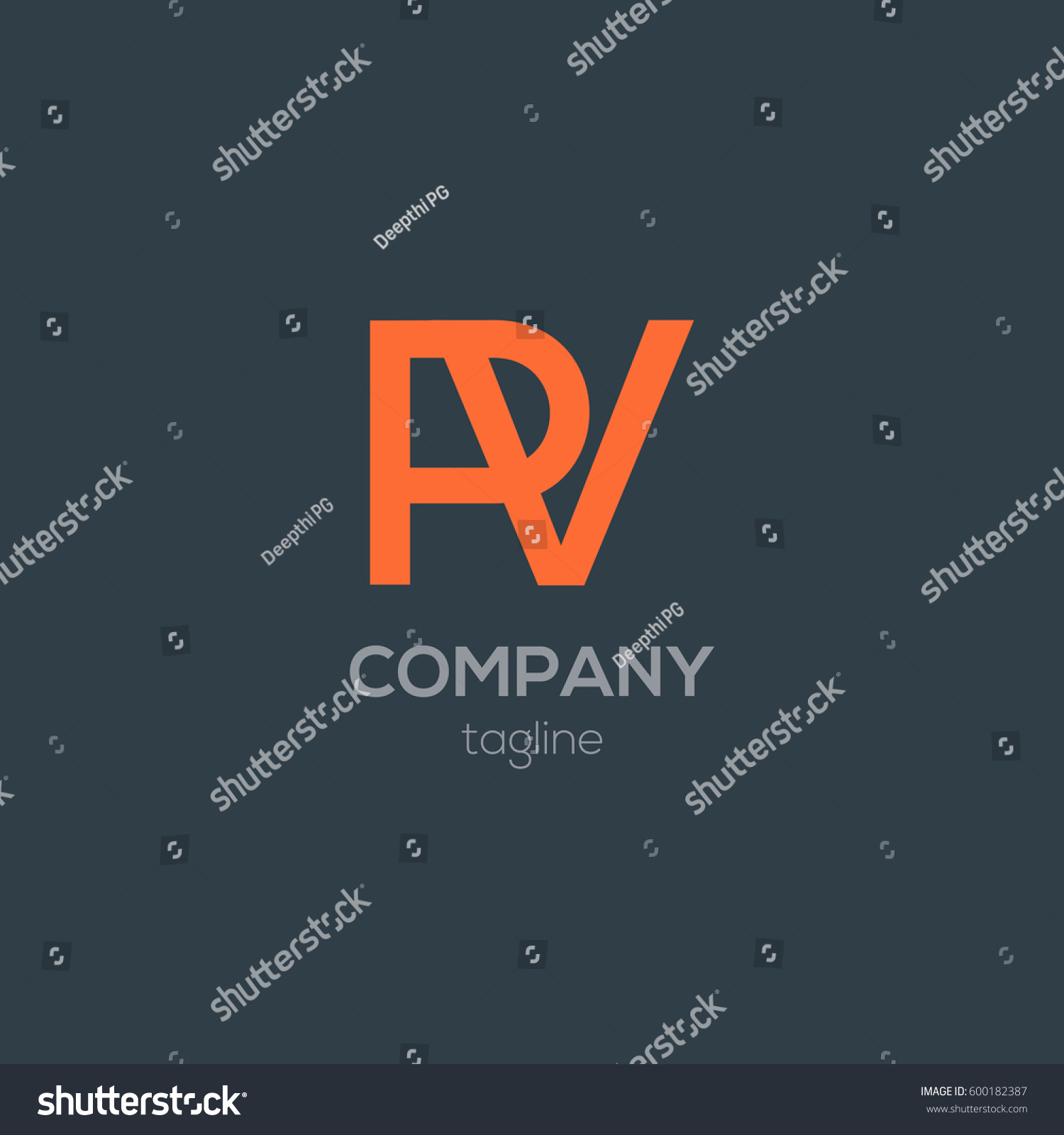 P V Letter Logo Design Vector Stock Vector (Royalty Free) 600182387