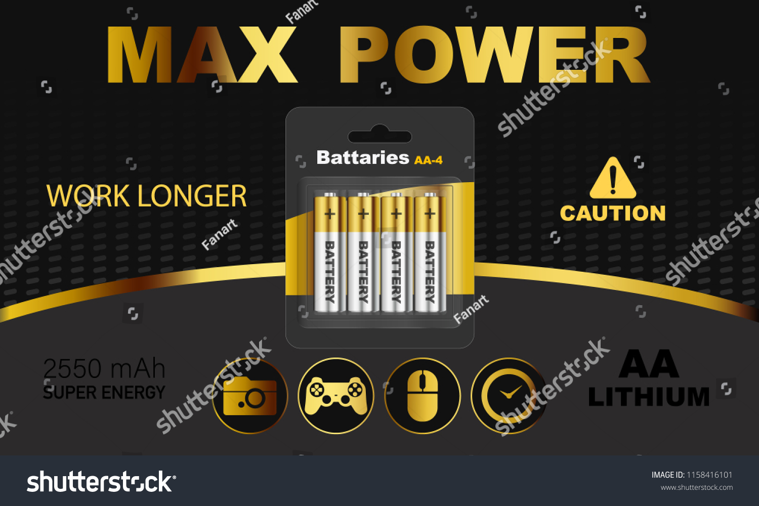 Package Metallic Batteries Advertisement Layout Template Stock Vector ...