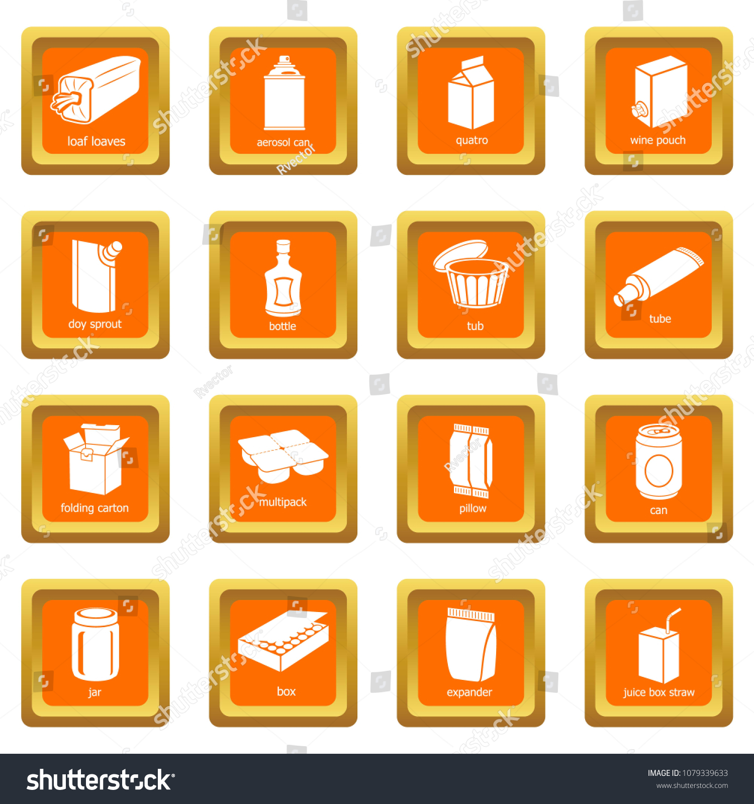 Package Types Icons Set Vector Orange Stock Vector (Royalty Free ...