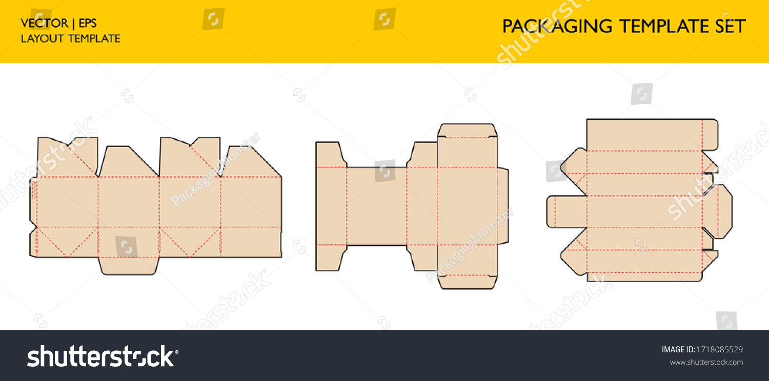 Packaging Box Template Set Editable Blueprint: เวกเตอร์สต็อก (ปลอดค่า ...