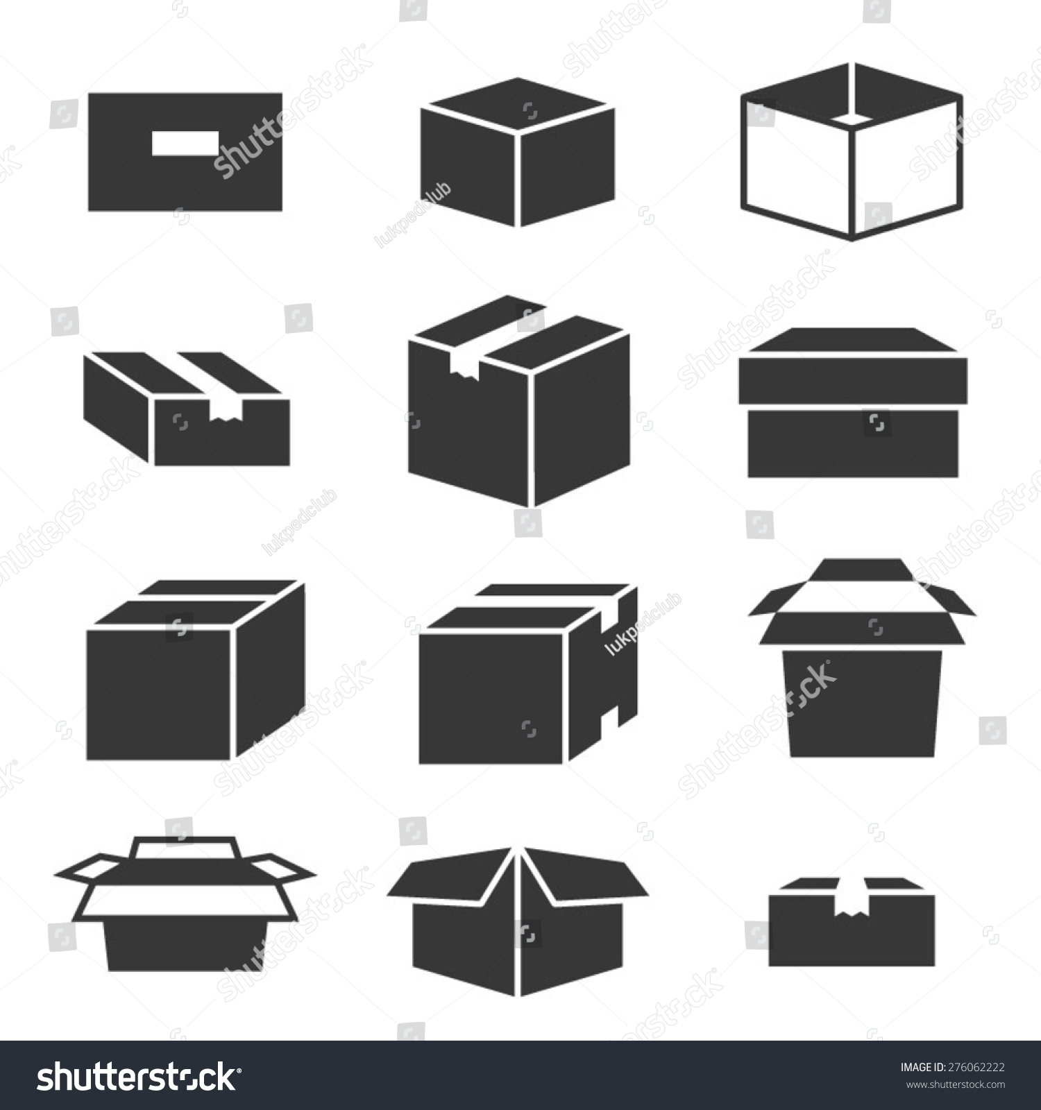 Packaging Boxes Icons Isolated On White Stock Vector (Royalty Free ...