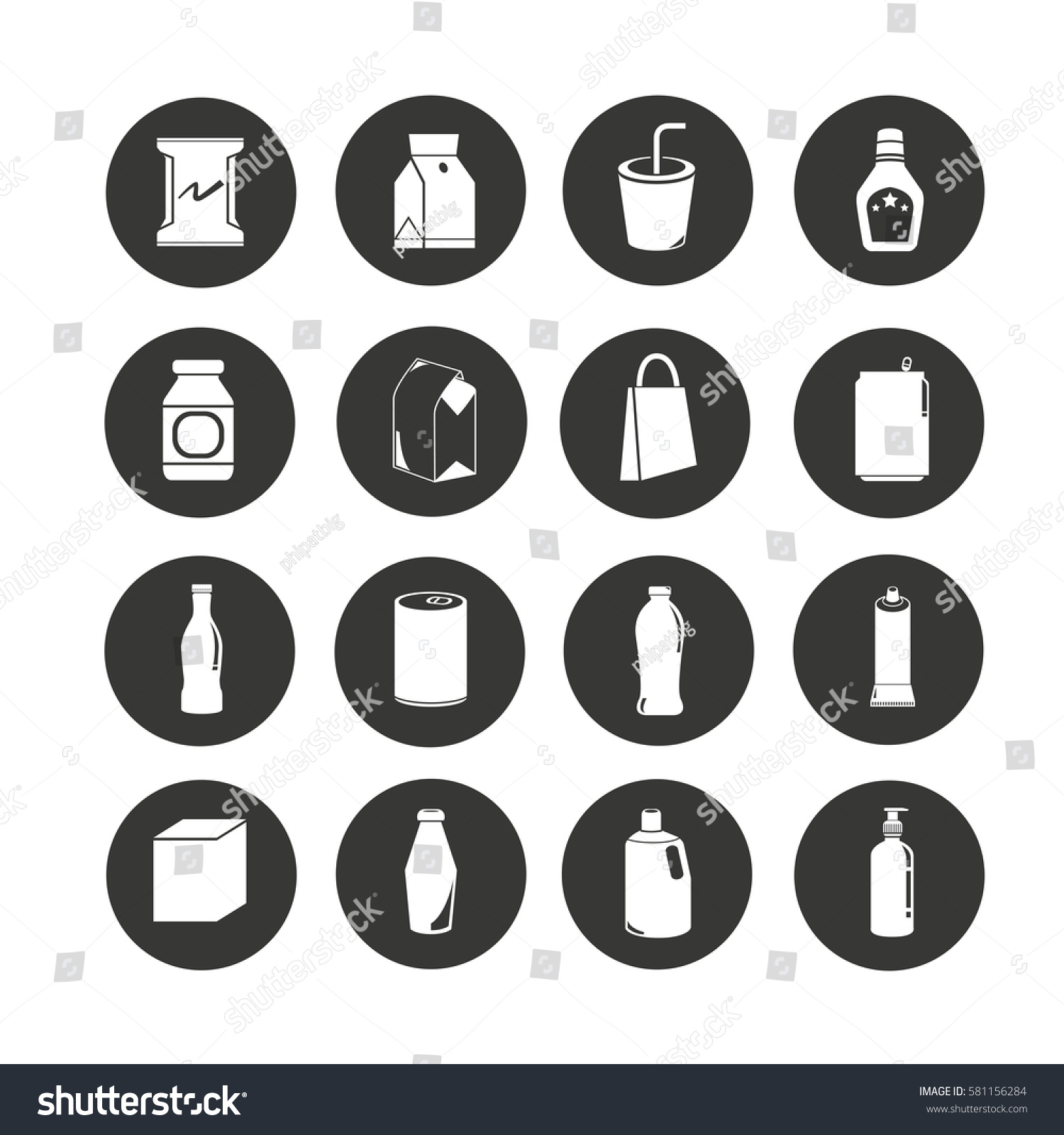 Packaging Icon Set Circle Buttons Stock Vector (Royalty Free) 581156284