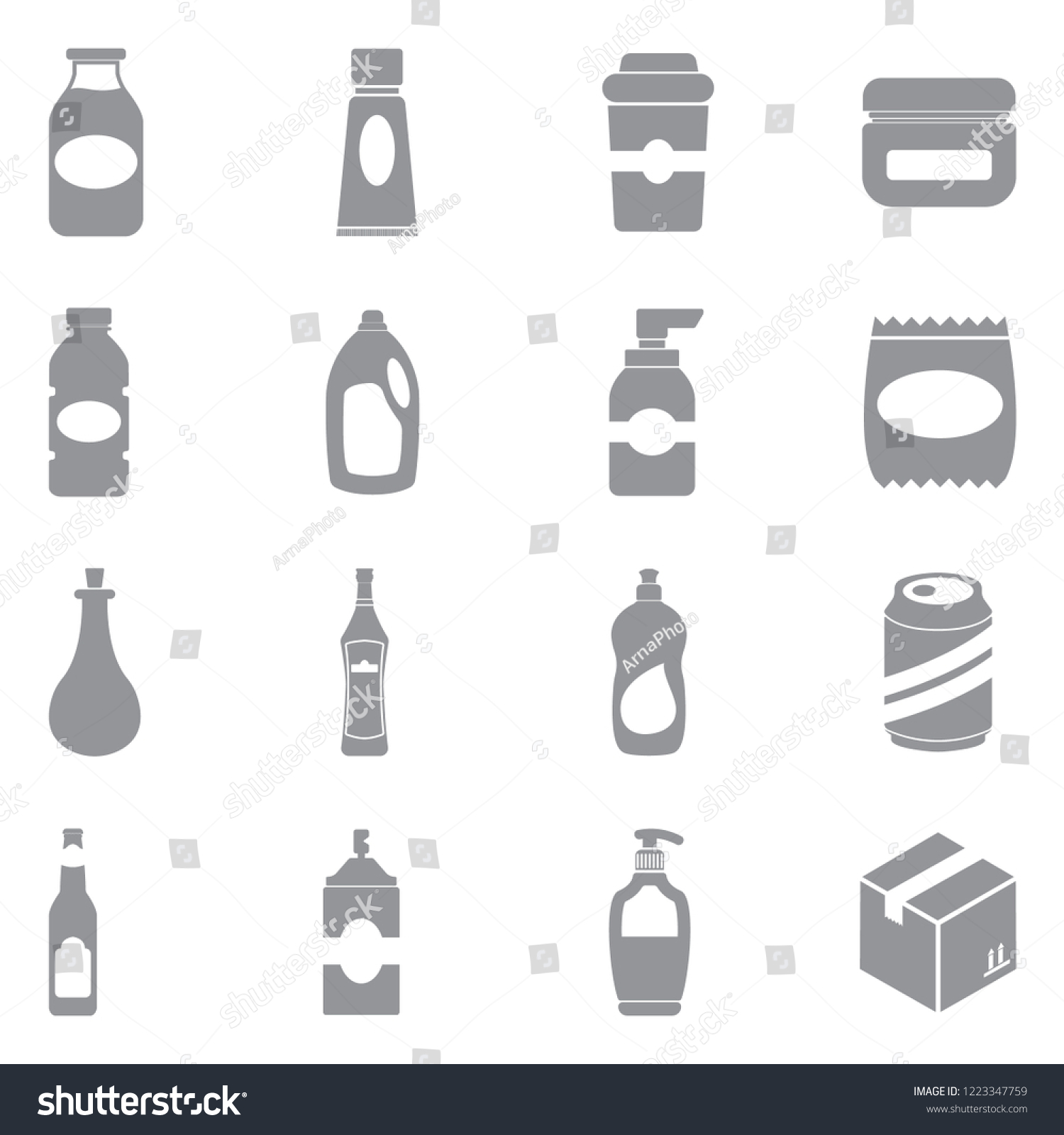 Packaging Icons Gray Flat Design Vector Stock Vector (Royalty Free ...