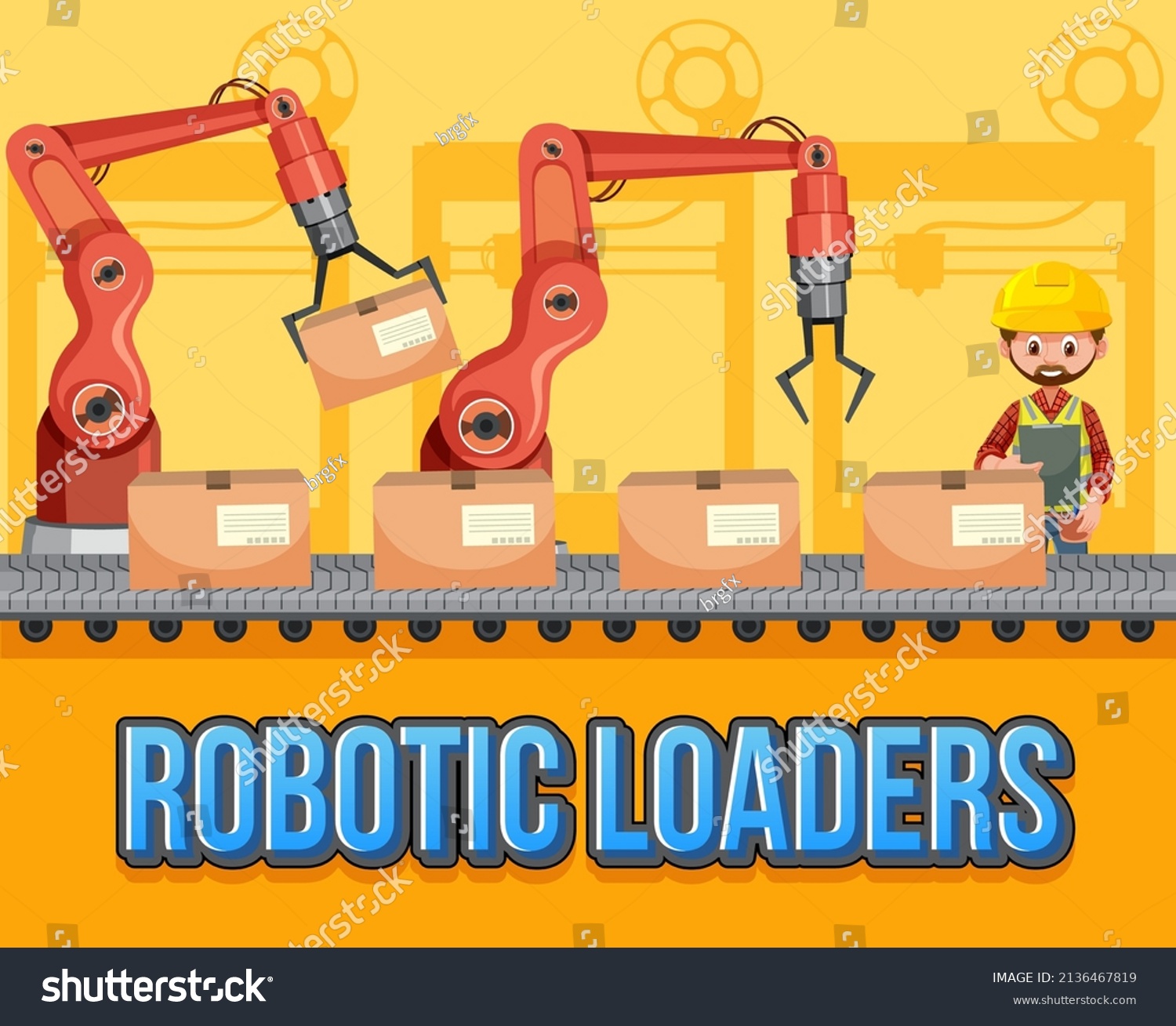 Packaging Process Concept Robotic Loaders Illustration Stock Vector ...